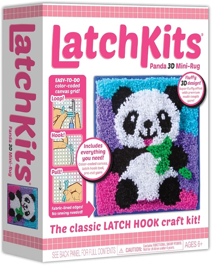 Amazon.com: LatchKits — 3D Panda — Classic Latch Hook Craft Activity ...