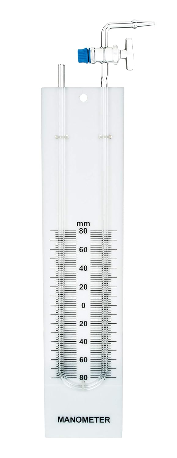 Amazon.com: EISCO Glass Manometer, U-Tube - Built in Stopcock, Mounted ...