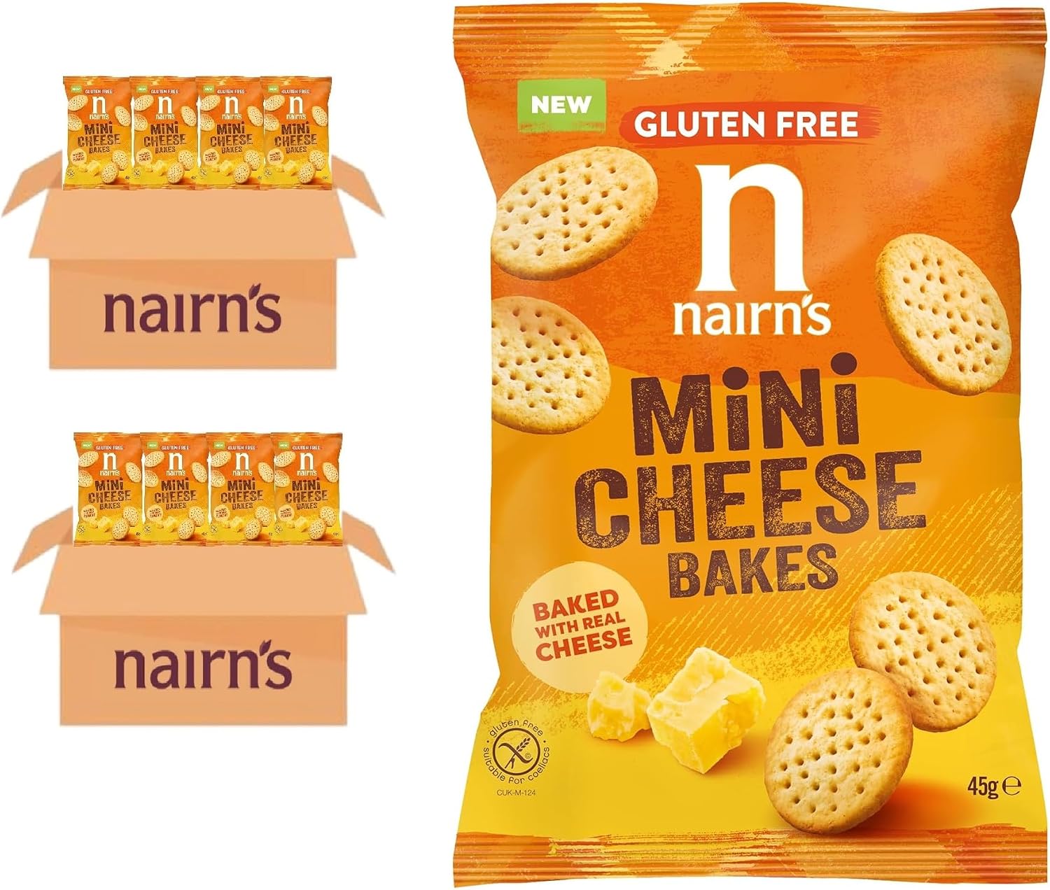 Nairn's Gluten Free Mini Cheese Bakes 45g (Pack of 2 Cases, Each Case ...