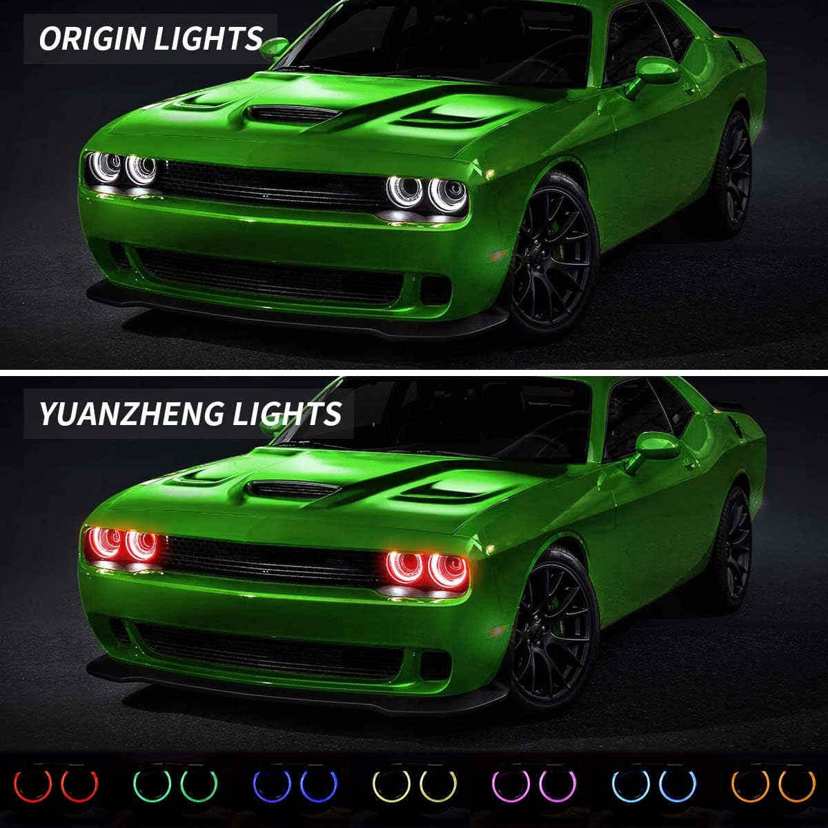 VLAND Proyector LED multicolor RGB y bombillas LED D2S para Dodge ...