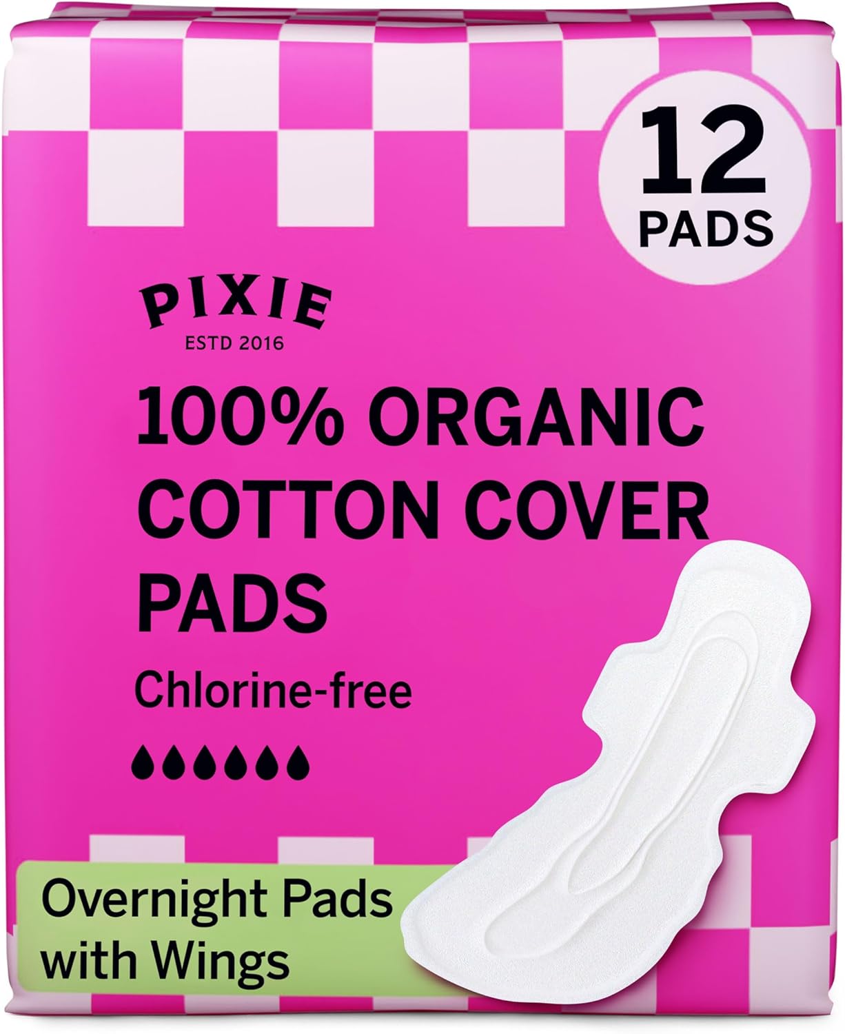 Amazon.com: Pixie Organic Cotton Overnight Pads for Women - Extra Heavy Absorbency with Wings ...
