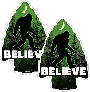 Amazon.com: Bigfoot Believe Arrowhead Green Stickers 2 Pack, Sasquatch ...