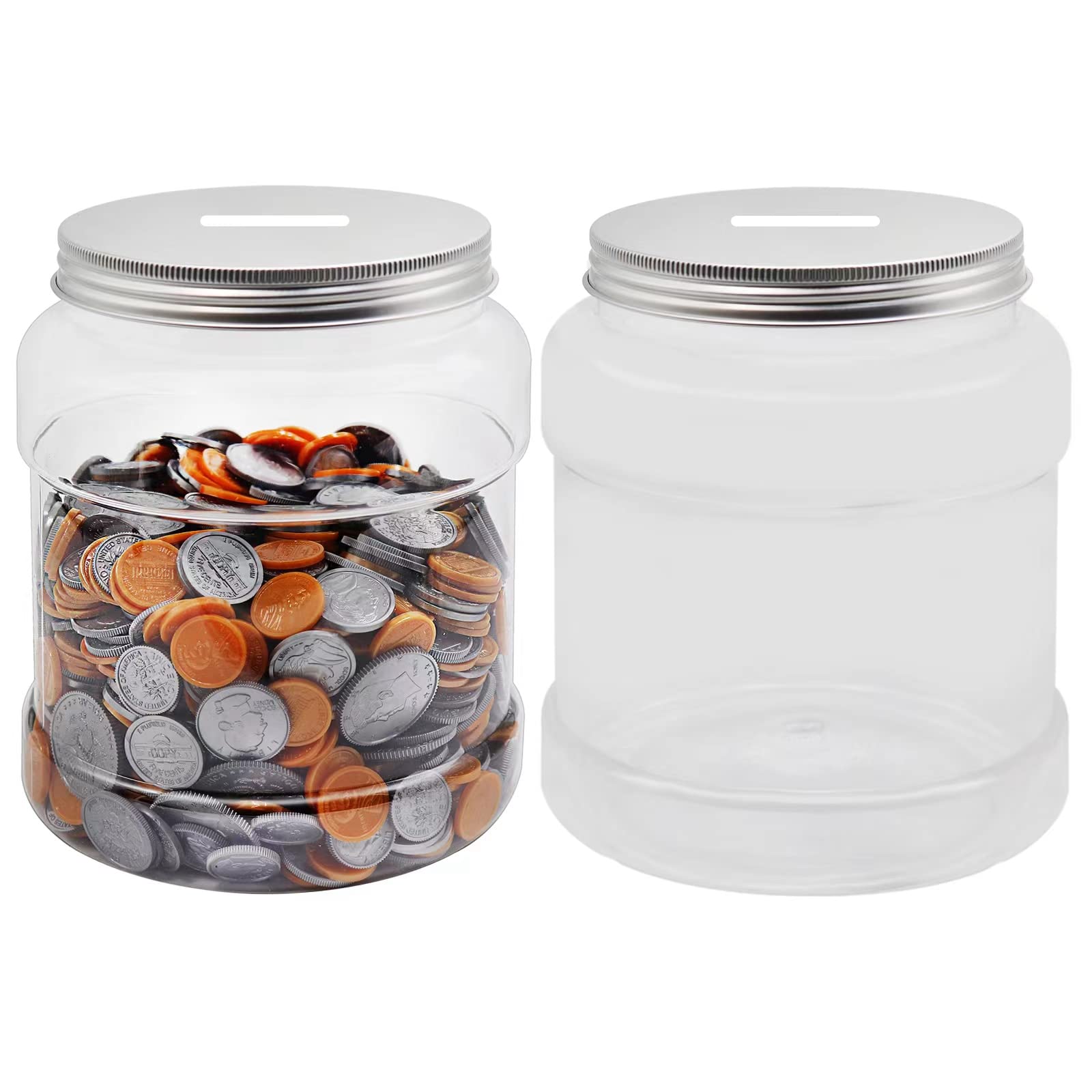 Amazon.com: Yamahiko 2 Pack Large Clear Coin Bank Jar with Slotted Lid ...
