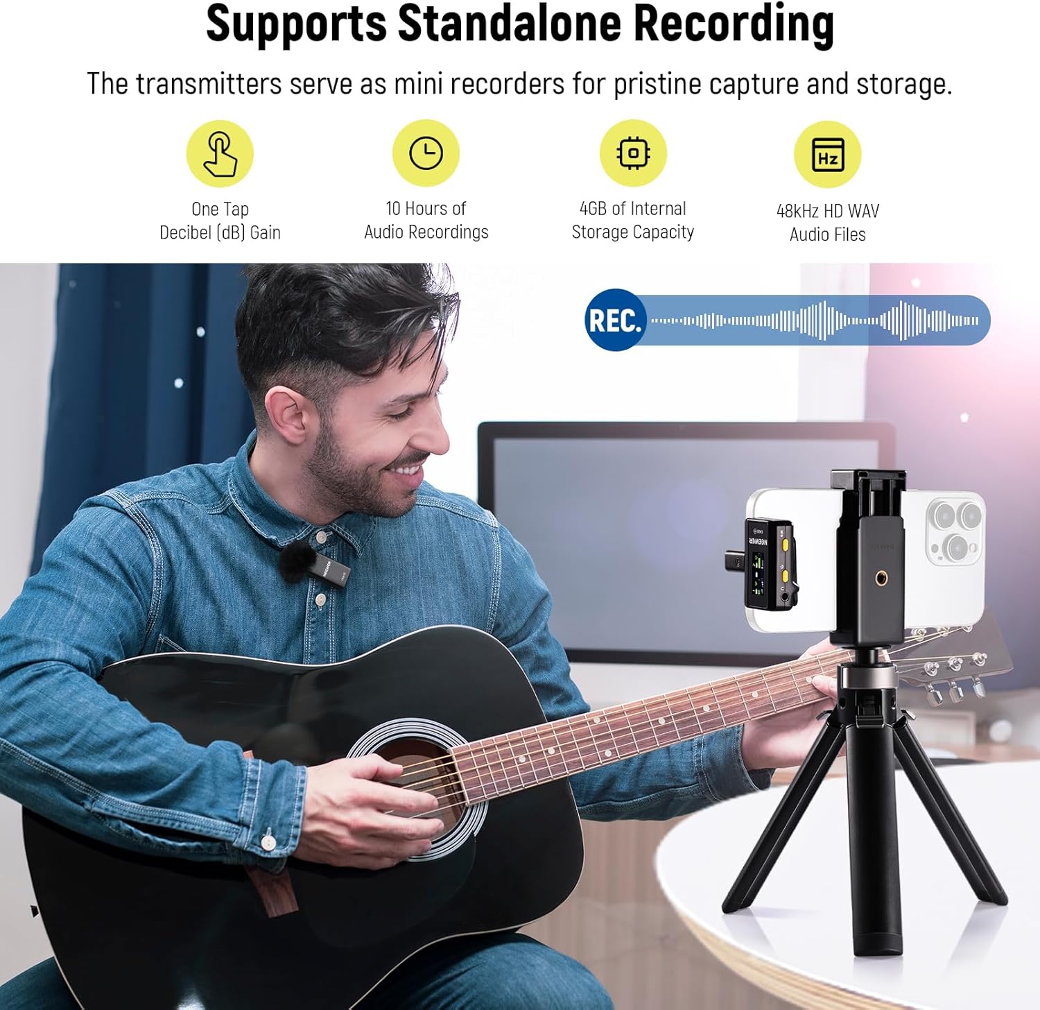 Sistema de micrófono Lavalier inalámbrico NEEWER CM28 con funda de ...