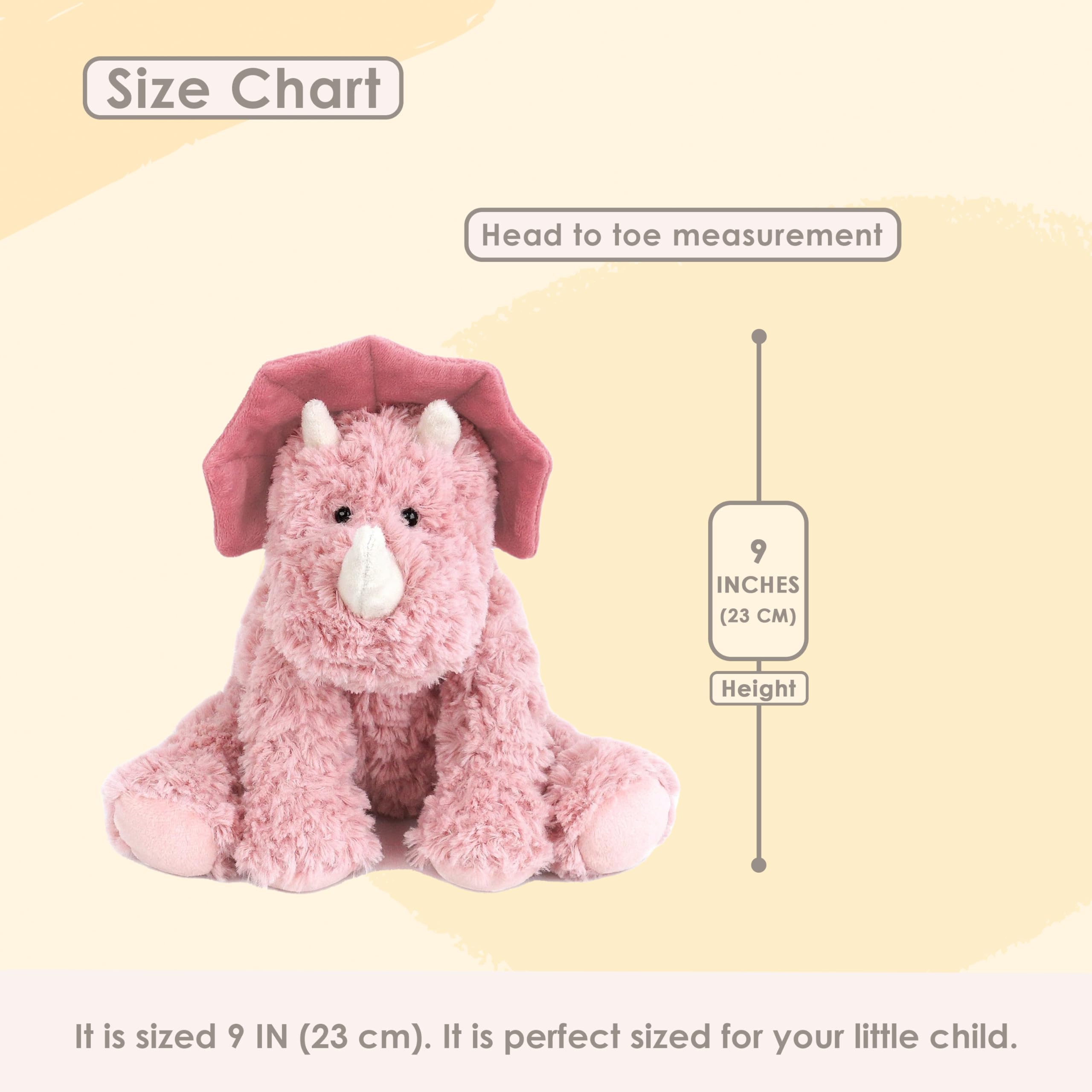 MON AMI Shyla The Dino Stuffed Animal 9/23cm | Triceratops Dino Plushie ...