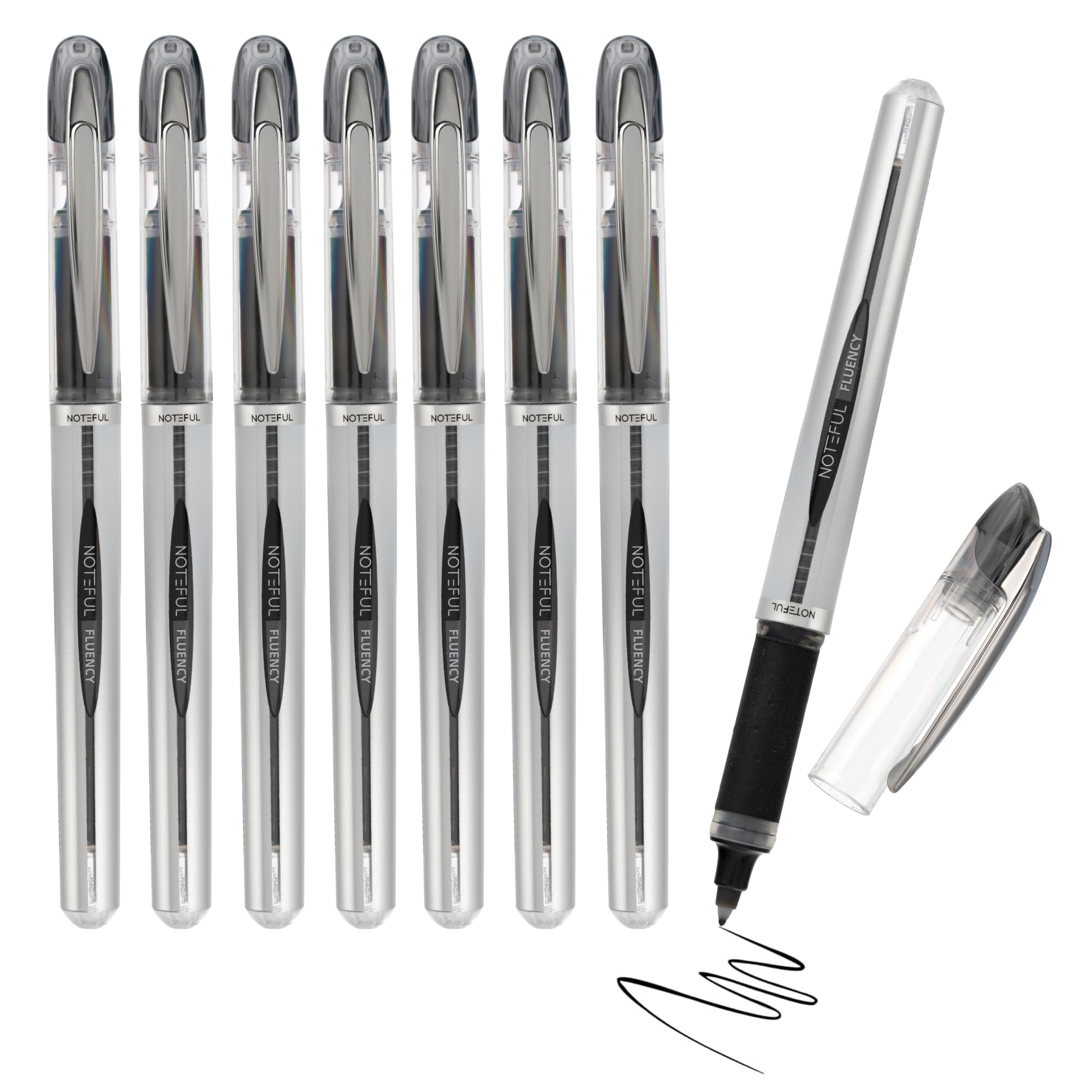 NOTEFUL Felt Tip Fluency Pens, Medium Point (0.7mm), Waterproof Black ...