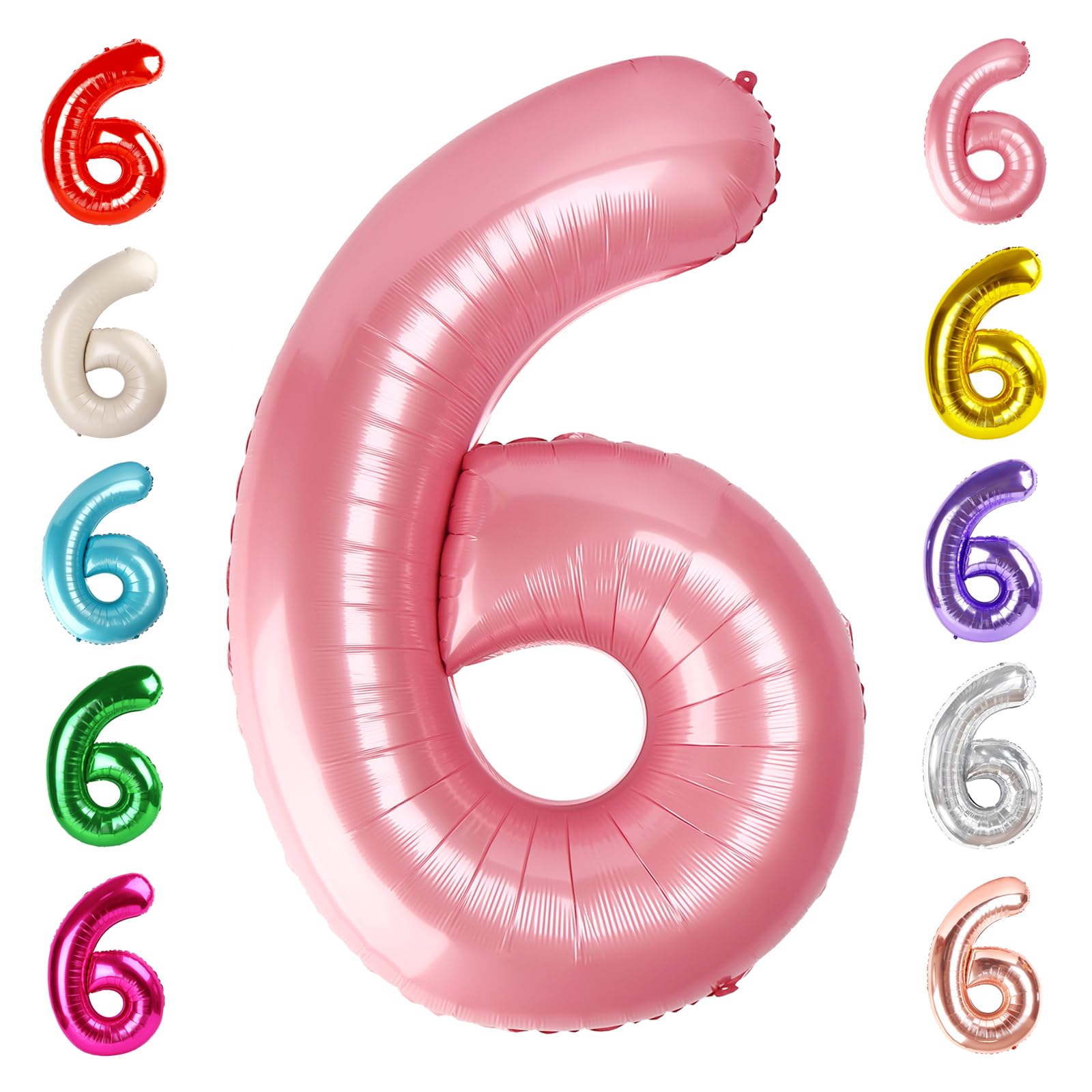 Amazon.com: Number 6 Balloon 40 Inch, 6th Pink Birthday Balloon For ...
