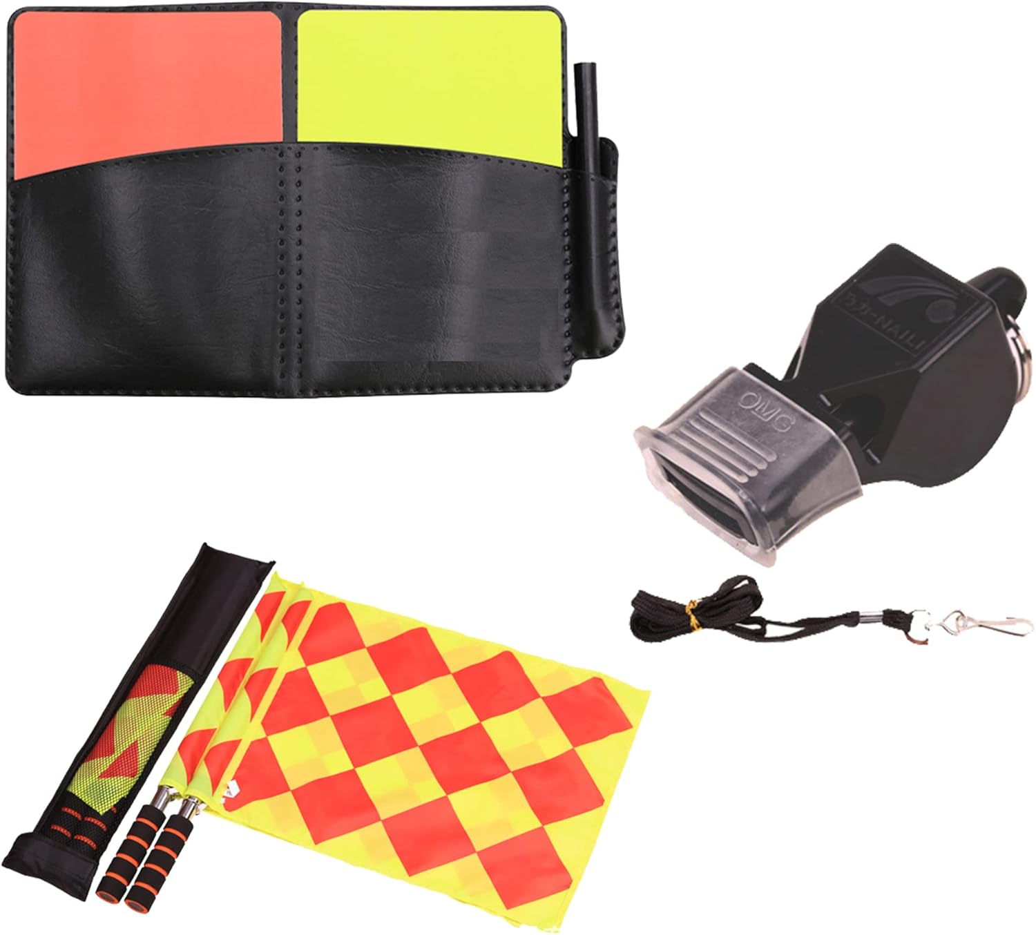Football Soccer Referee Kit Linesman Flags,Referee Whistle,Toss Coin ...