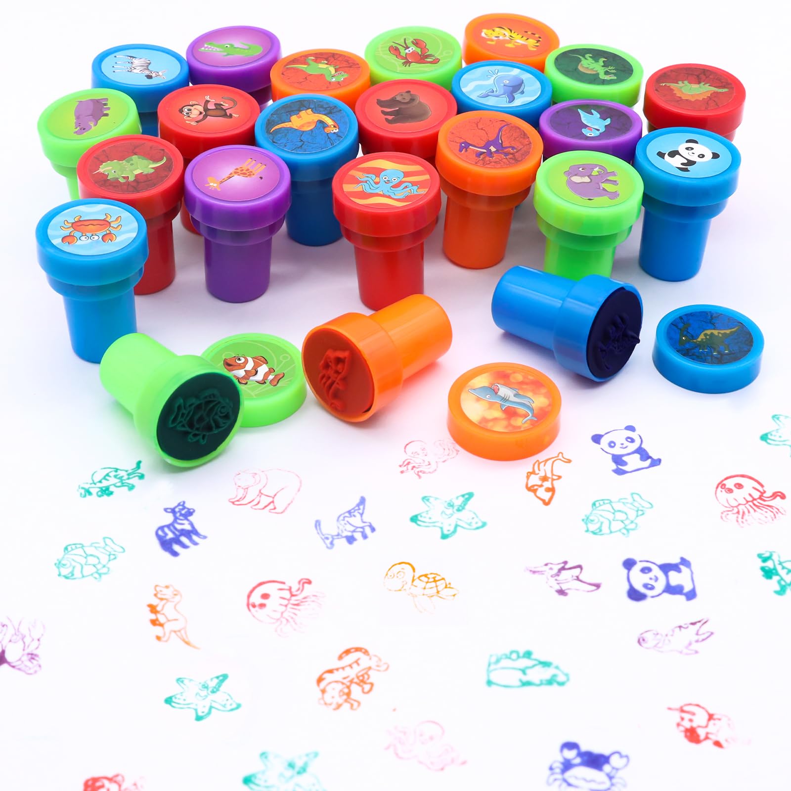 ZOCONE 30 Pcs Stamps for Kids Assorted Stampers Kit, Cute Carton Animal ...
