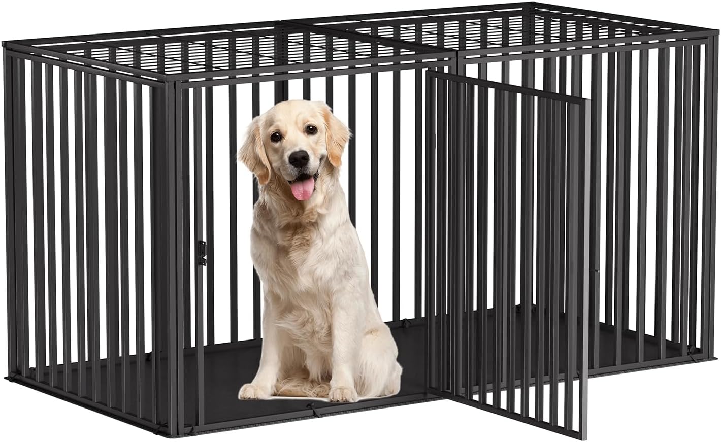 Amazon.com : LURIVA 63" L x 35" H Super Large Steel Tube Dog Crate with ...