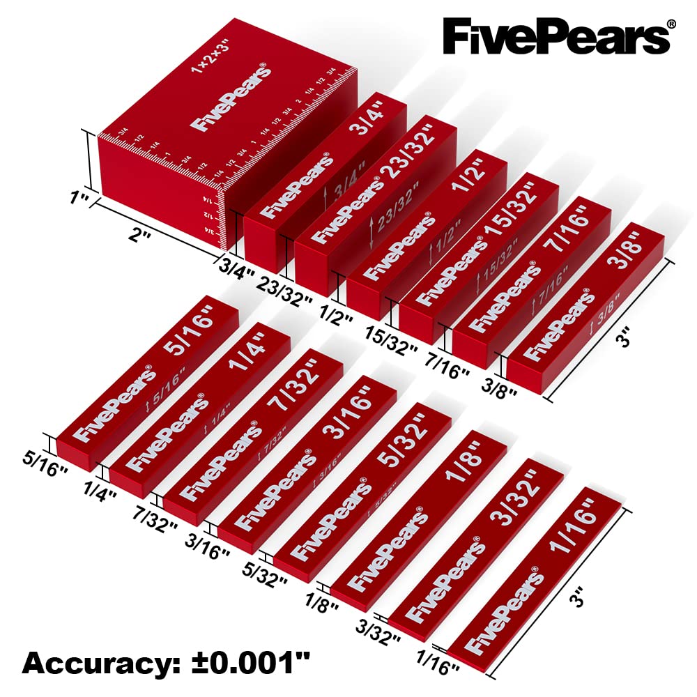 Snapklik.com : FivePears 15 PCS Gauge Setup Blocks Woodworking Set ...