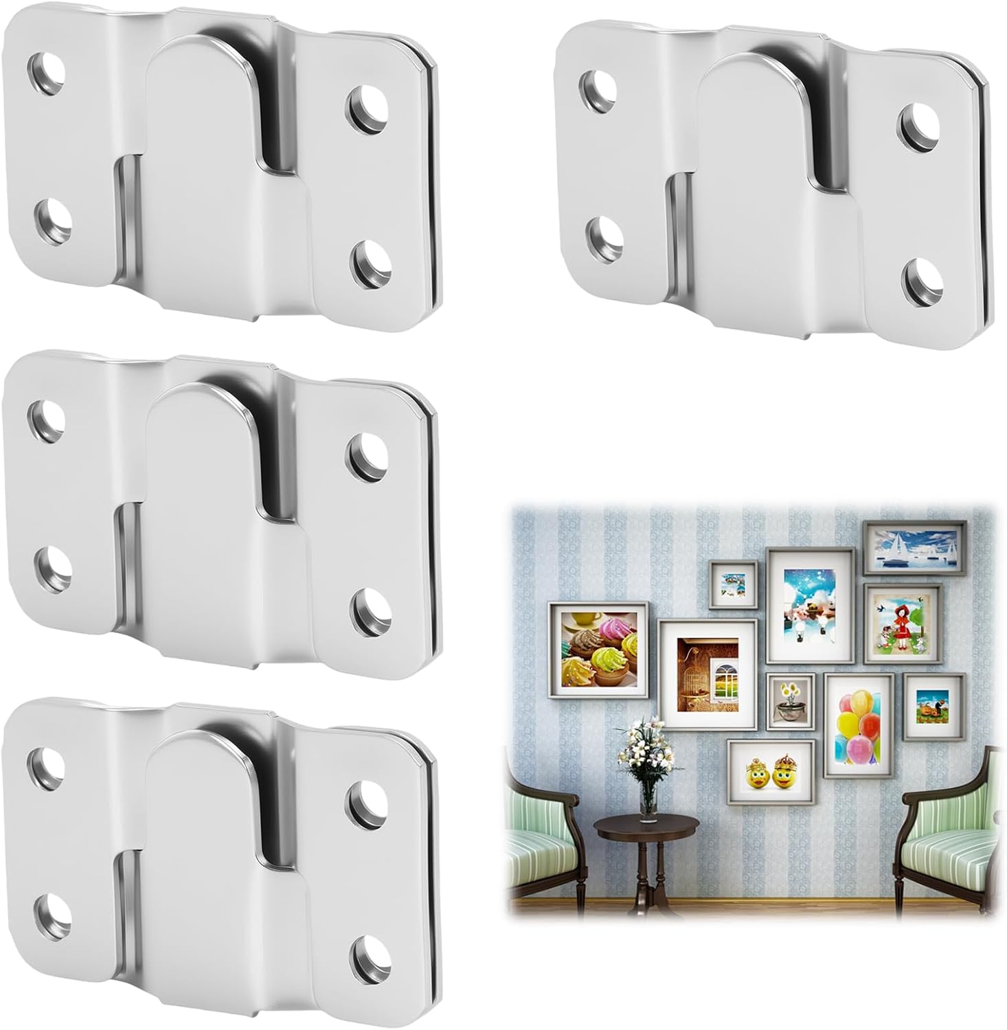 8 PCS Flush Mount Brackets, Concealed Headboard Wall Fixings Brackets ...