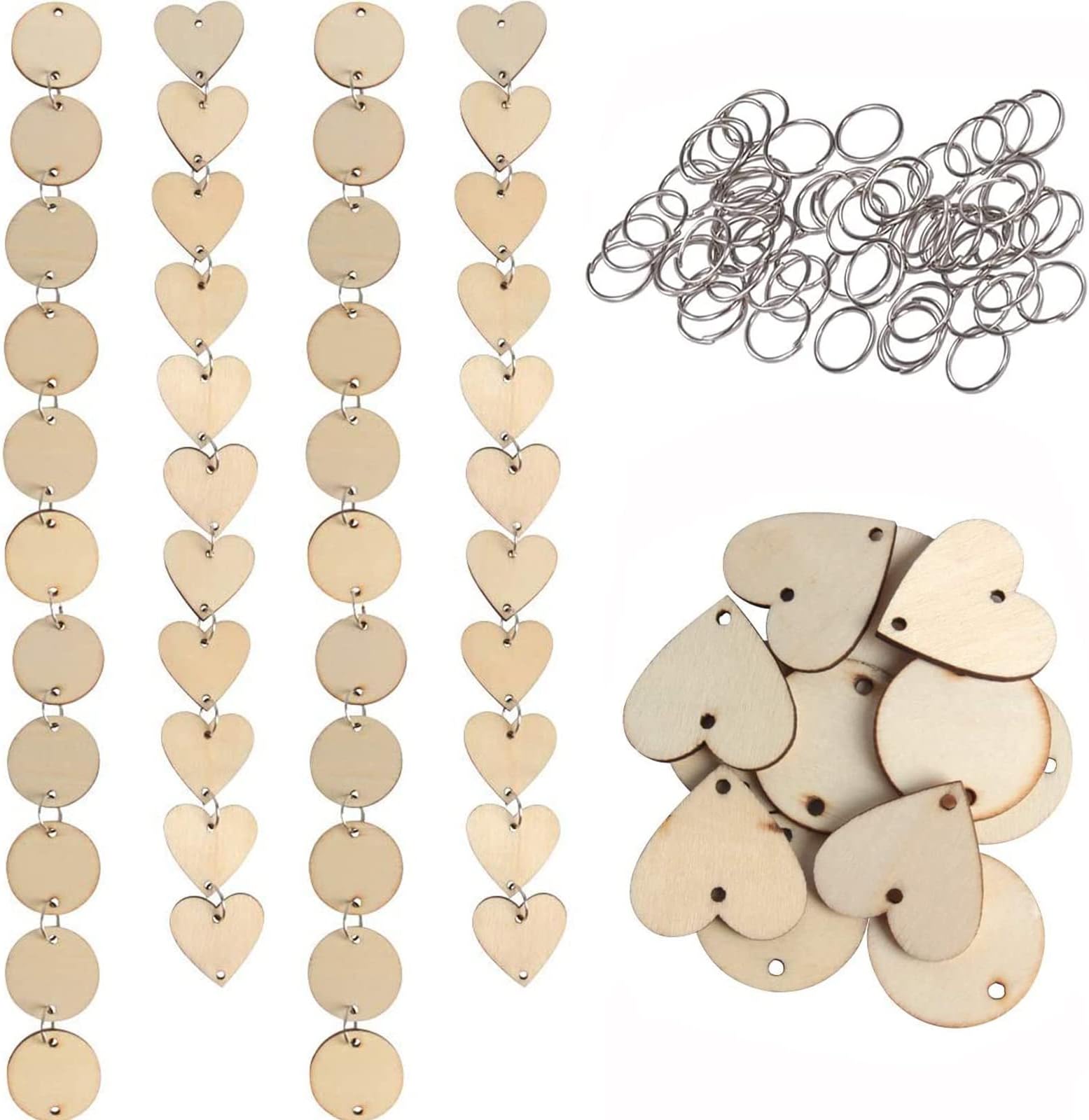 Amazon.com: Bememo 200 Pieces in Total, Wooden Heart Tags with Holes ...