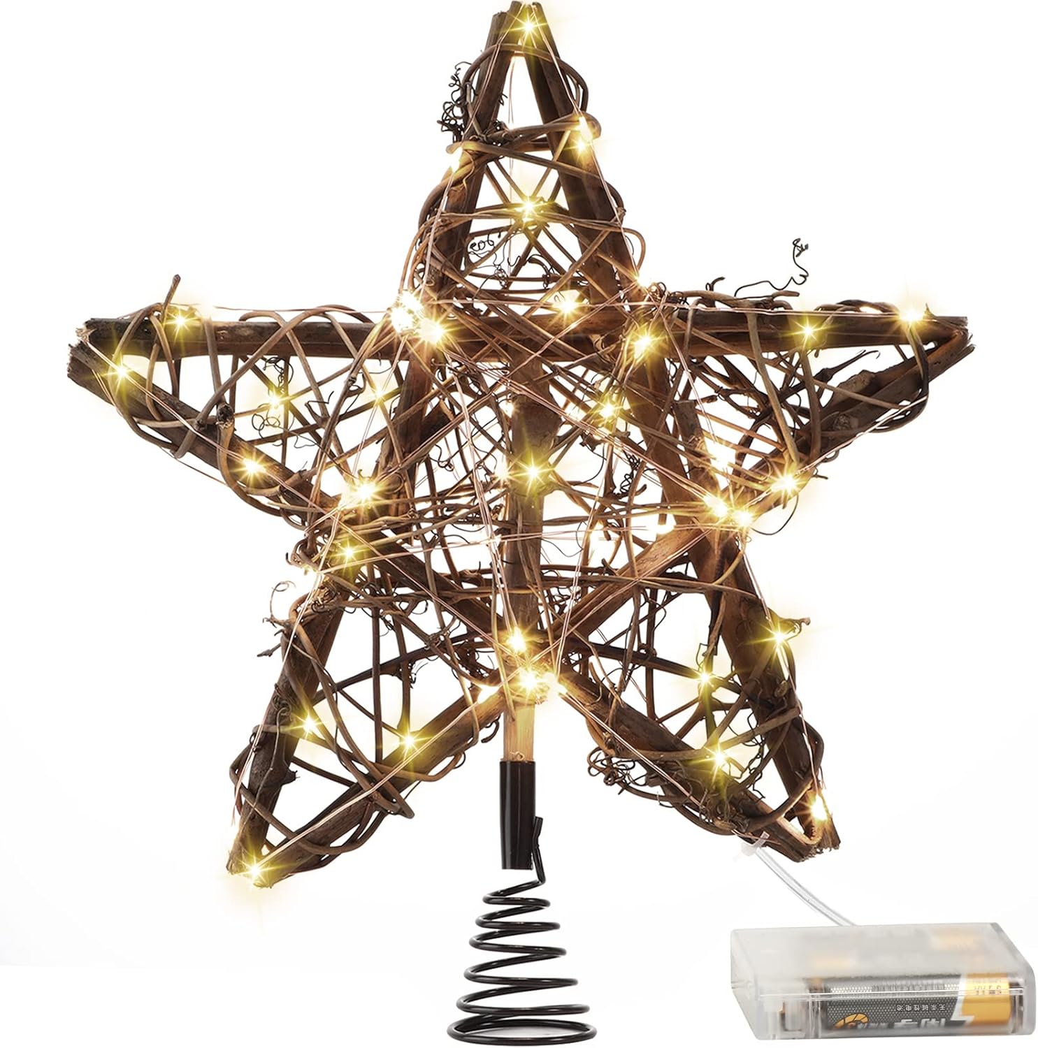 Amazon.com: Christmas Star Tree Toppers Rattan Natural Xmas Tree Topper ...