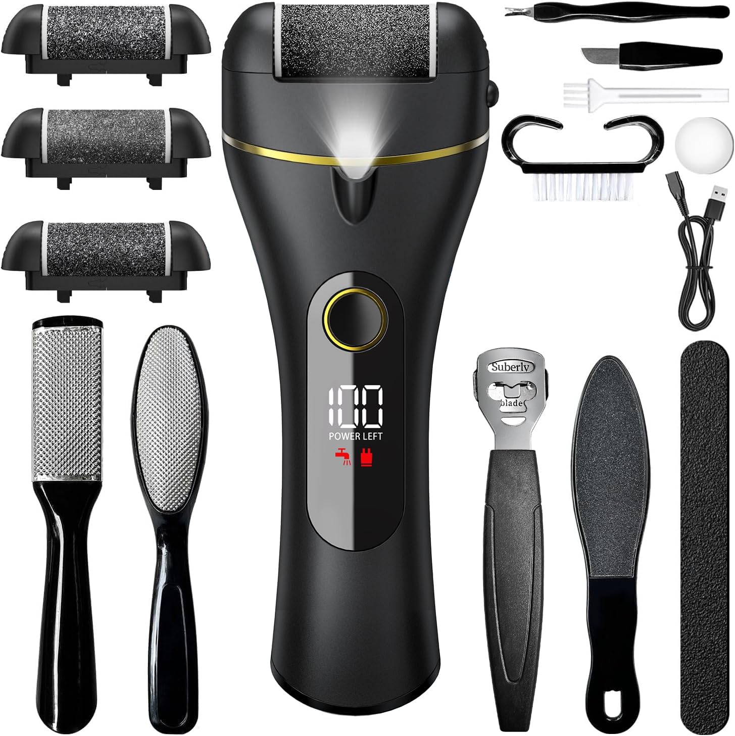 Vexloria Râpe Ponceuse Pieds Electrique, 16 en 1 Rapeuse Pieds ...
