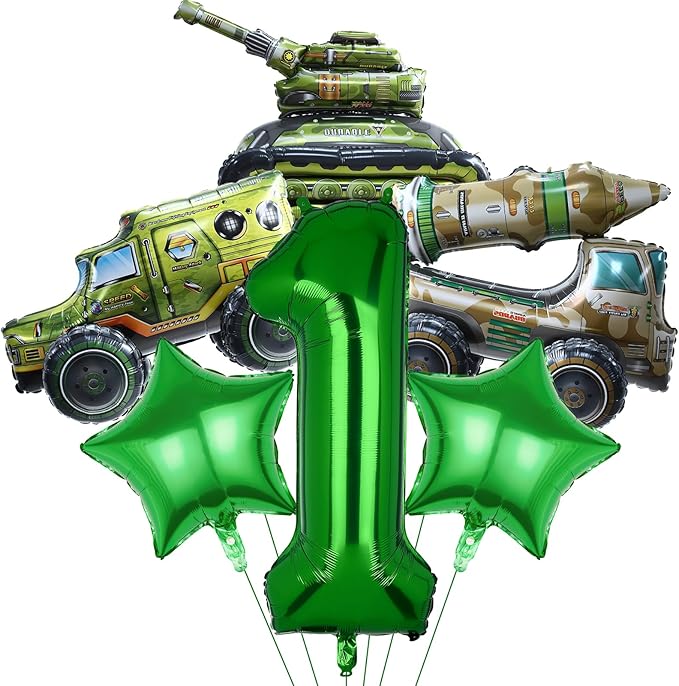 Amazon.com: 6 Pieces Army Tank Balloons, 3D Assembly Camouflage Tank ...