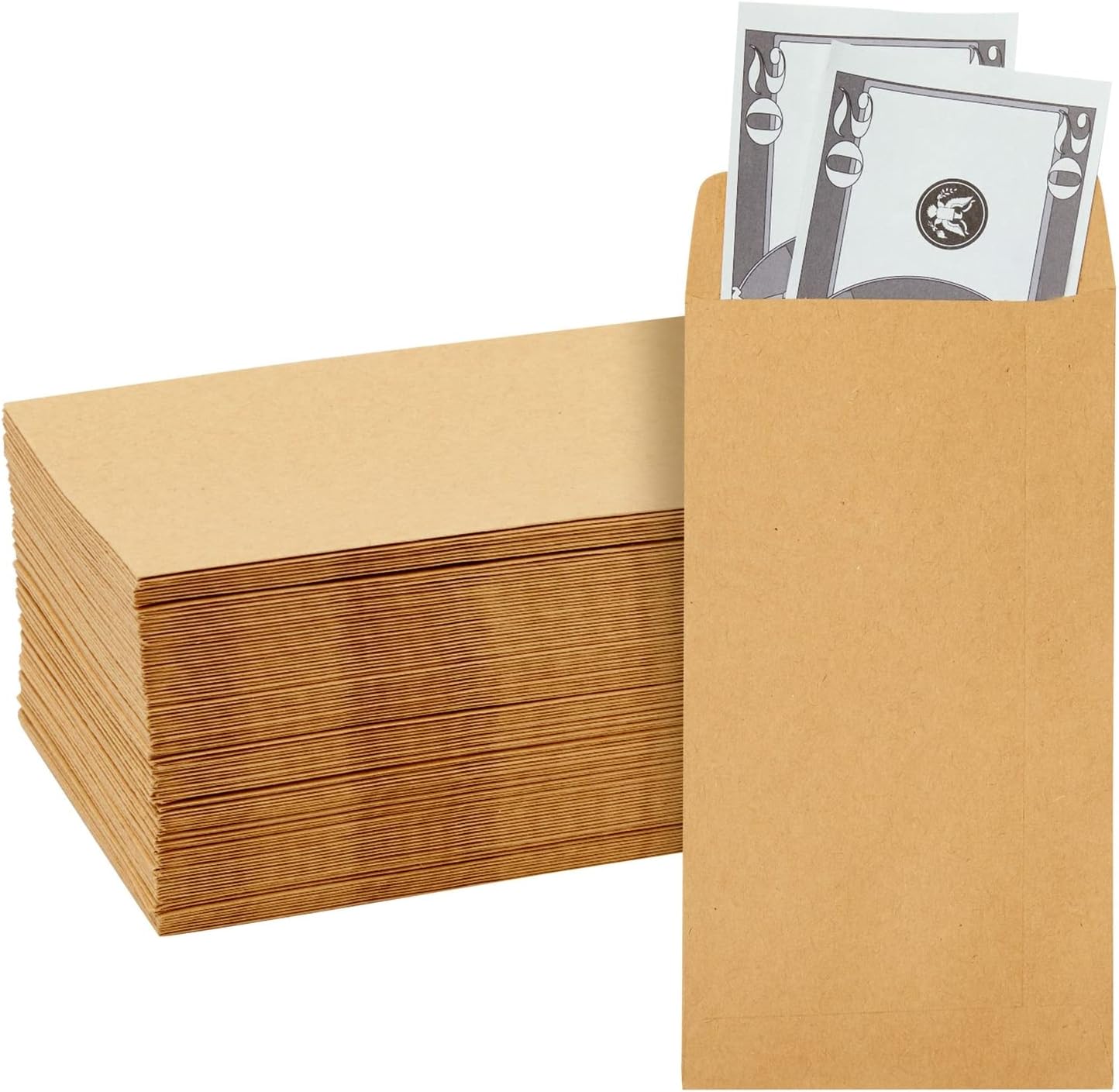 Amazon.com : 100 Pack Brown #7 Small Money Envelopes for Cash, 3.5 x 6. ...