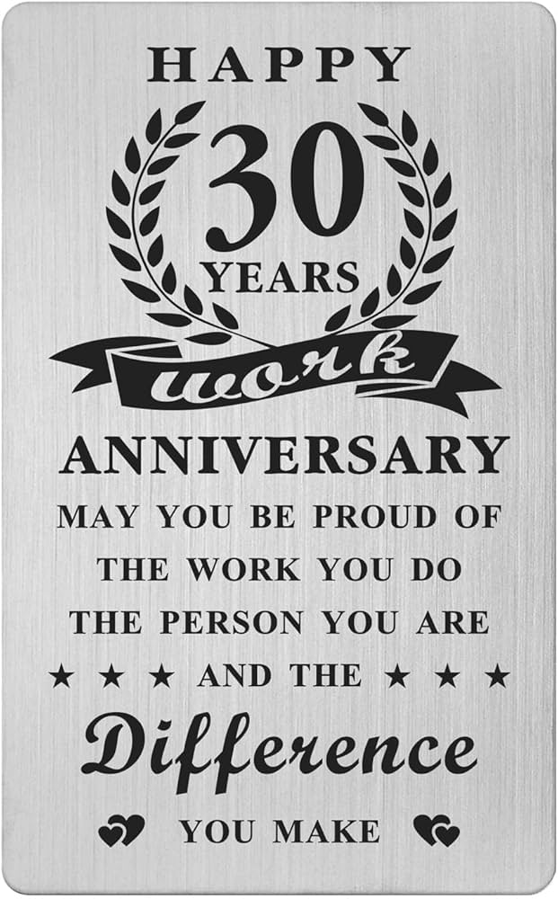 30th Work Anniversary Cards