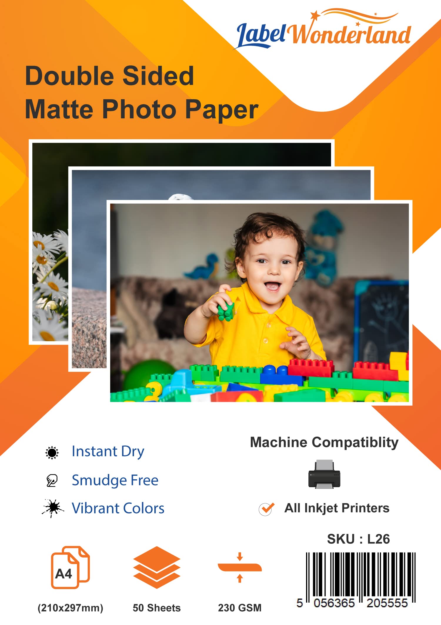 Pack of 50 Matt Photo Paper A4 Double Sided (210 mm x 297 mm) 230 GSM ...