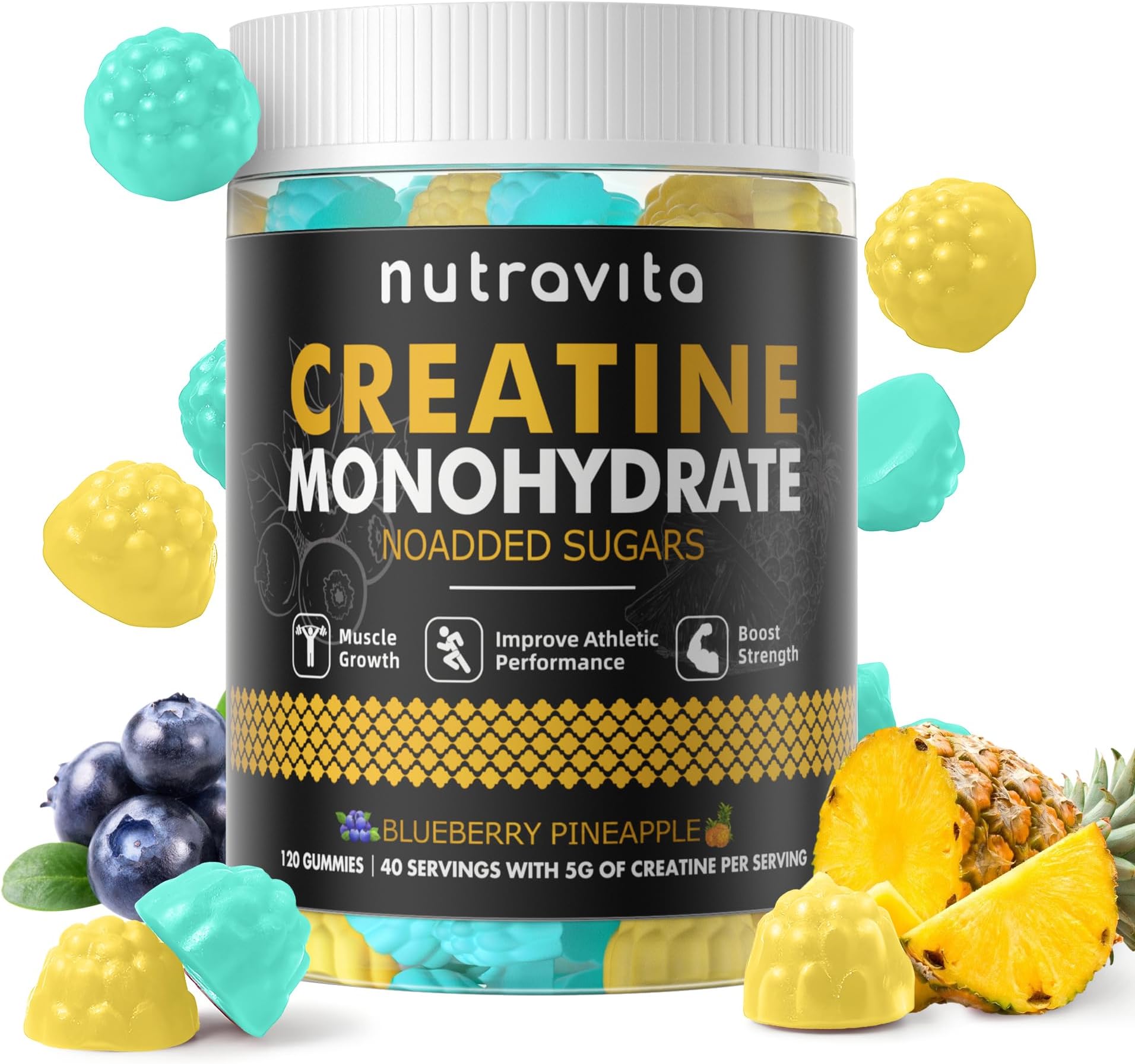 Amazon.com: Nutravita Creatine Monohydrate Gummies for Men & Women-5g ...