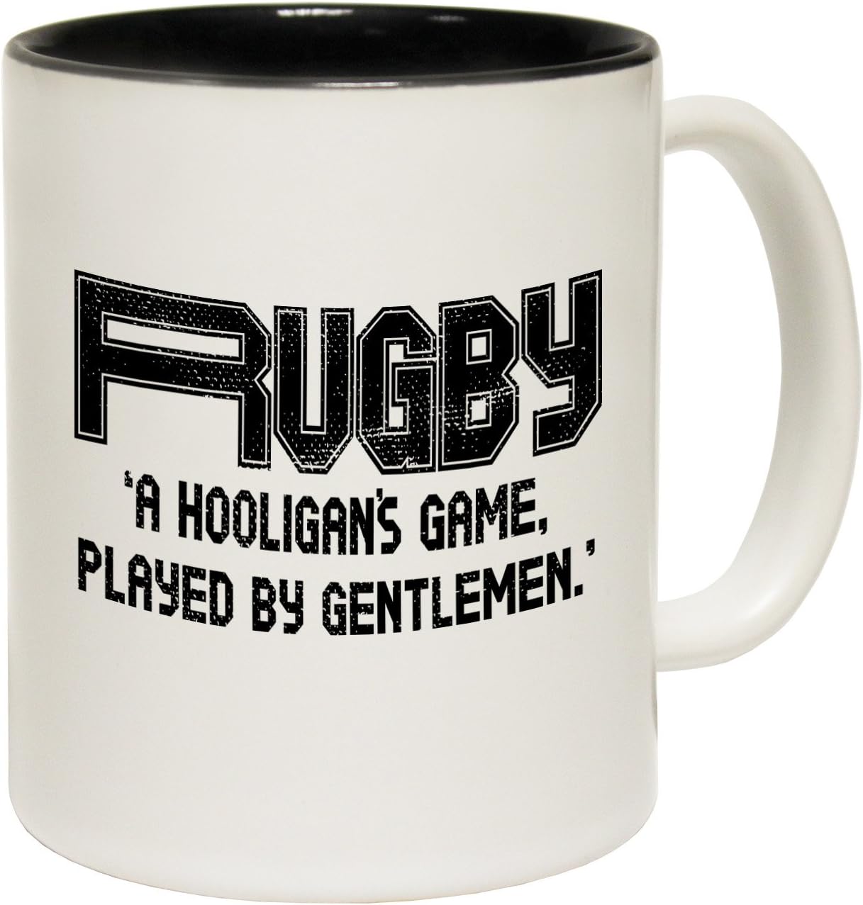 123t Rugby Hooligan's Gentlemen Ceramic Mug Slogan Funny Cup with Black ...