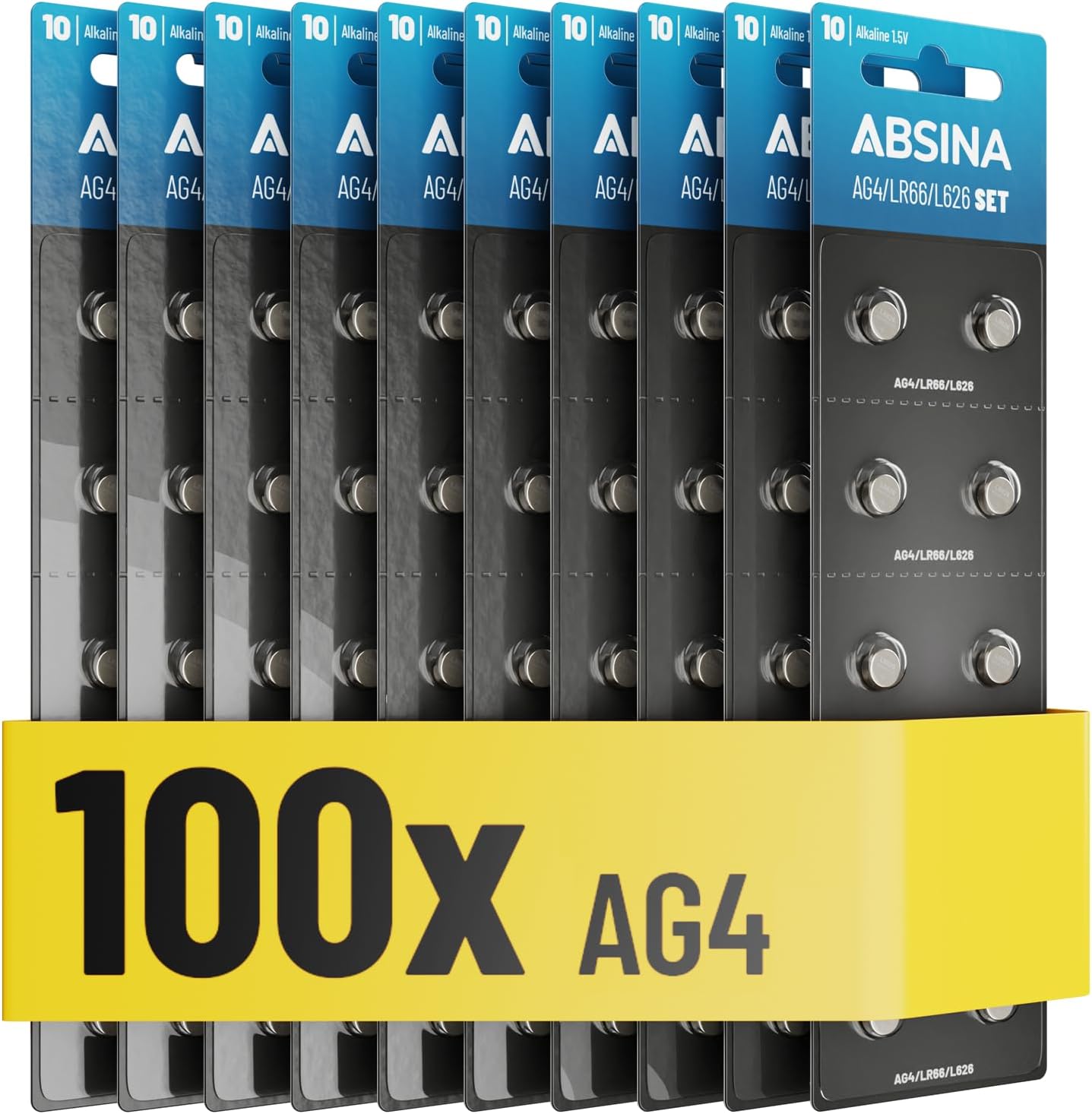 ABSINA 100x LR66 AG4 button cell watch battery 1.5V Alkaline - AG4 ...