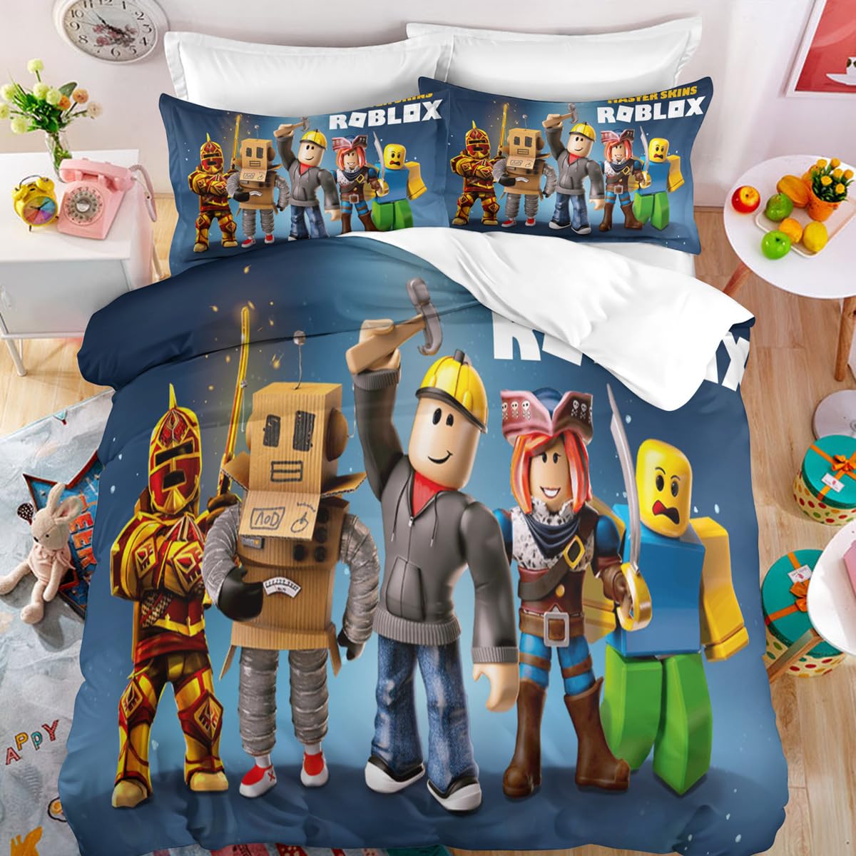 Enfunt-Home Roblox Duvet Cover Set Soft Lightweight Microfiber 3 Piece ...