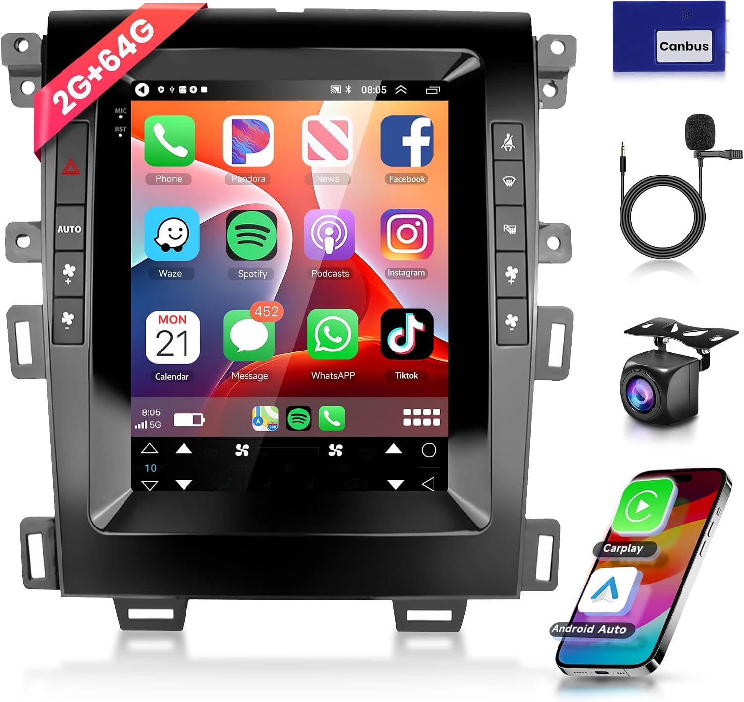Amazon.com: 2G+64G Radio for Ford Edge 2013 2014 2015, Rimoody Android ...