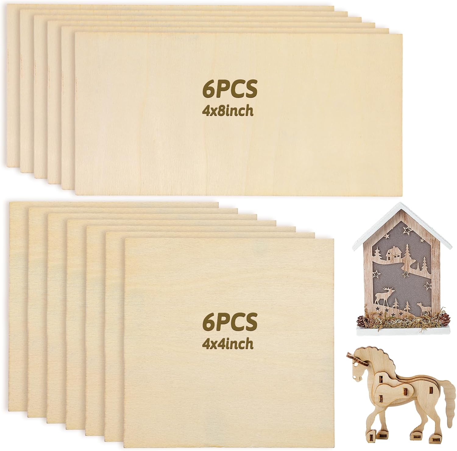 Amazon.com: HJZHII 12PCS Balsa Wood Sheet, 2mm 4x8in and 4x4in Thin ...