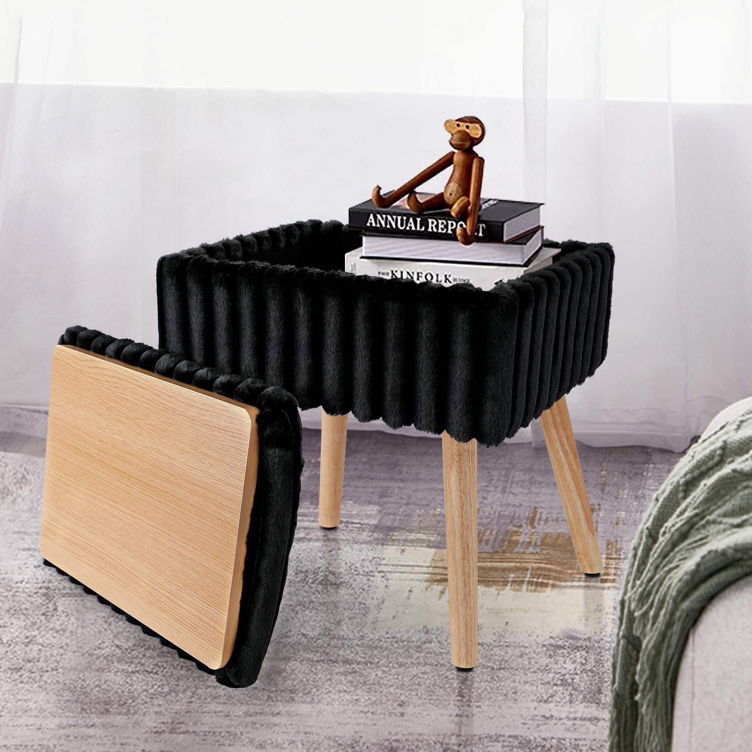 Amazon.com: TOUCH-RICH Footstool Ottoman Velvet Soft Footrest Rectangle ...