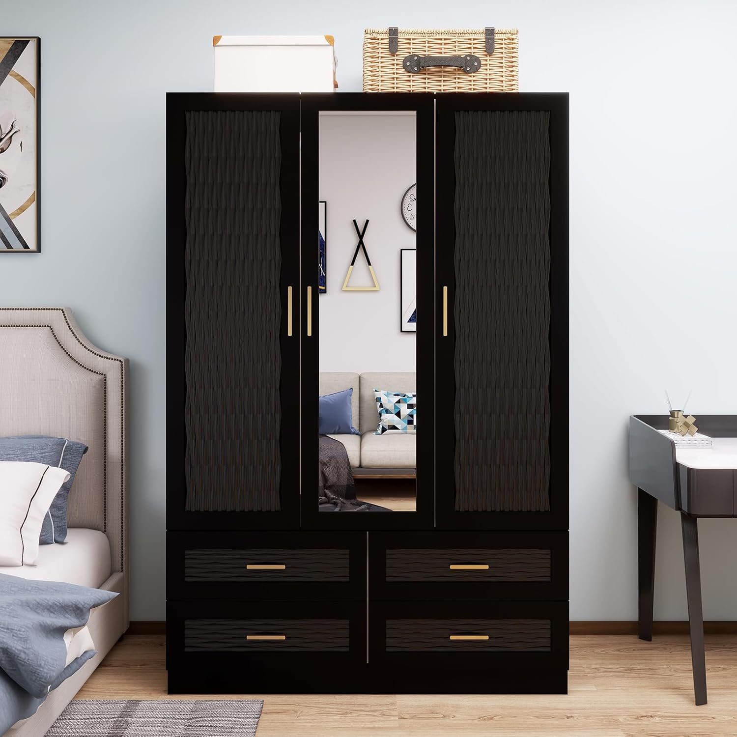 Amazon.com: TrendTerrace Wooden Armoire Wardrobe Closet：Large Wardrobe ...