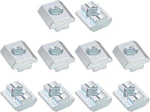 Amazon.com: uxcell T Nuts, 15pcs - Nickel Plated Carbon Steel T Slot Bolts, 4545 Series M10 ...