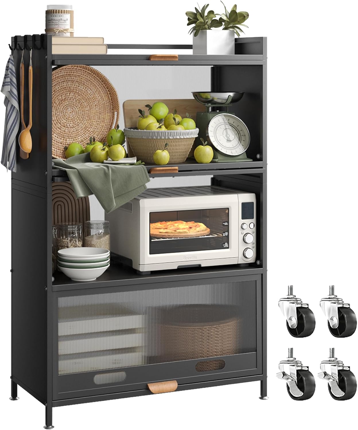 Amazon.com - NETEL Kitchen Storage Cabinets, Microwave Stand, Bakers ...