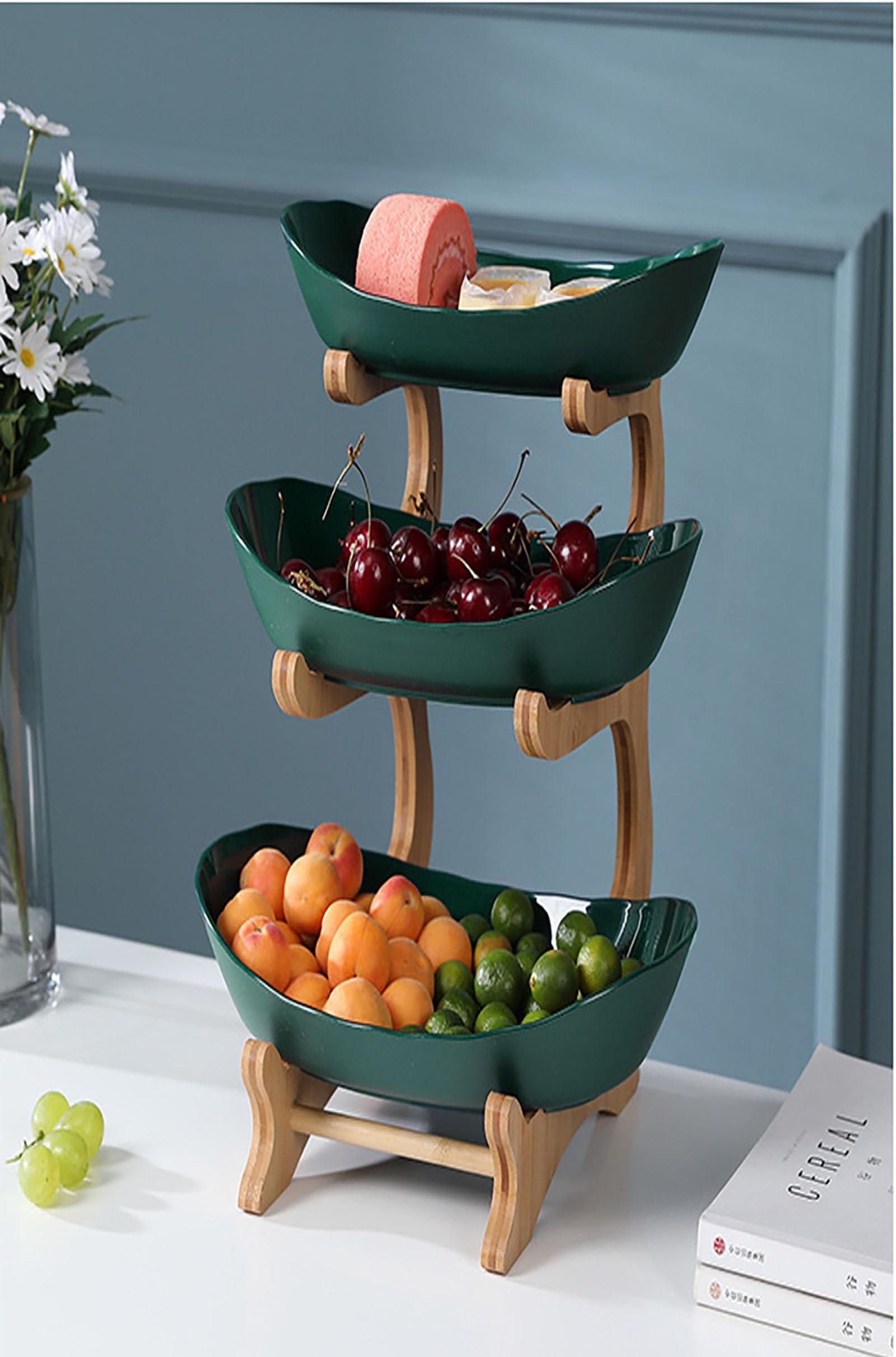 Amazon.com: Ceramic Fruits Bowls - 3 Tier Oval serving bowls Set with ...