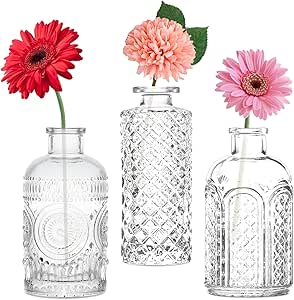 Amazon.de: Mini Vasen Set, 3St Kleine Glasvase Vintage Deko Vasen Set Blumenvase für Tischdeko ...