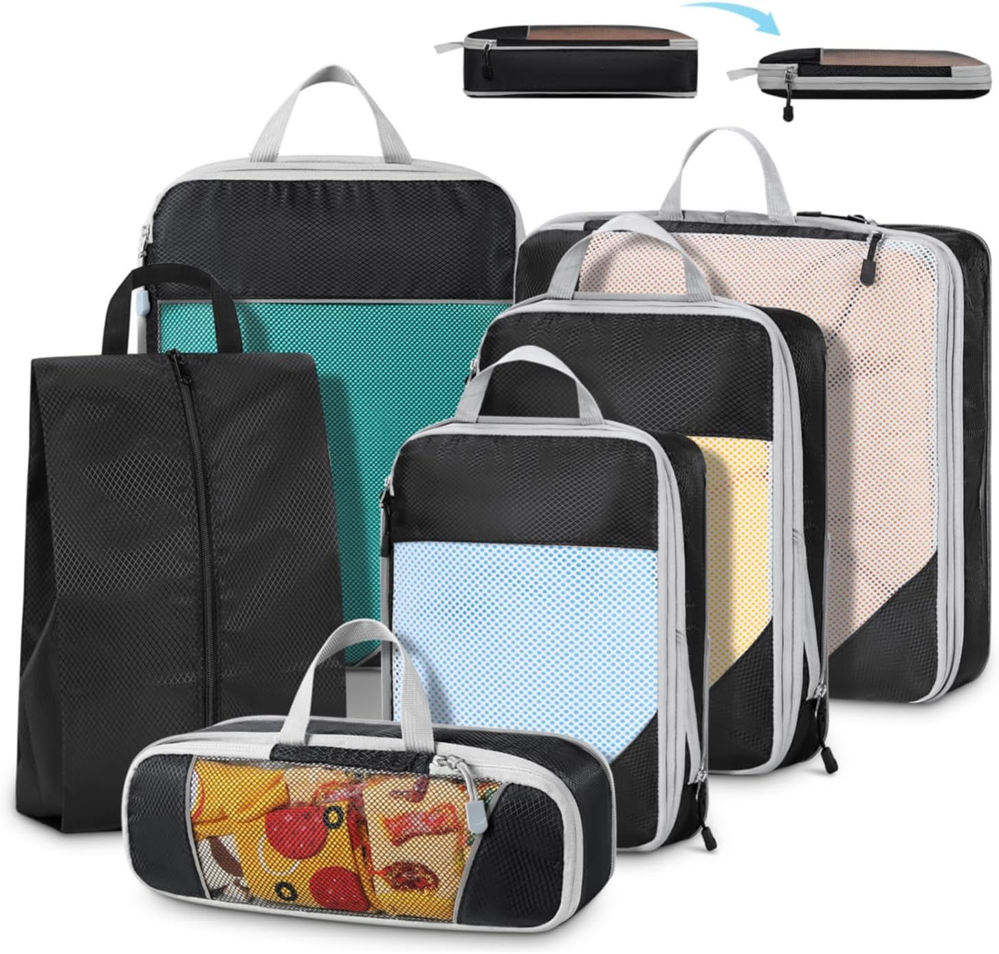 Lubardy 6 Set Packing Cubes Travel Organizers for Clothes Packing Cubes ...