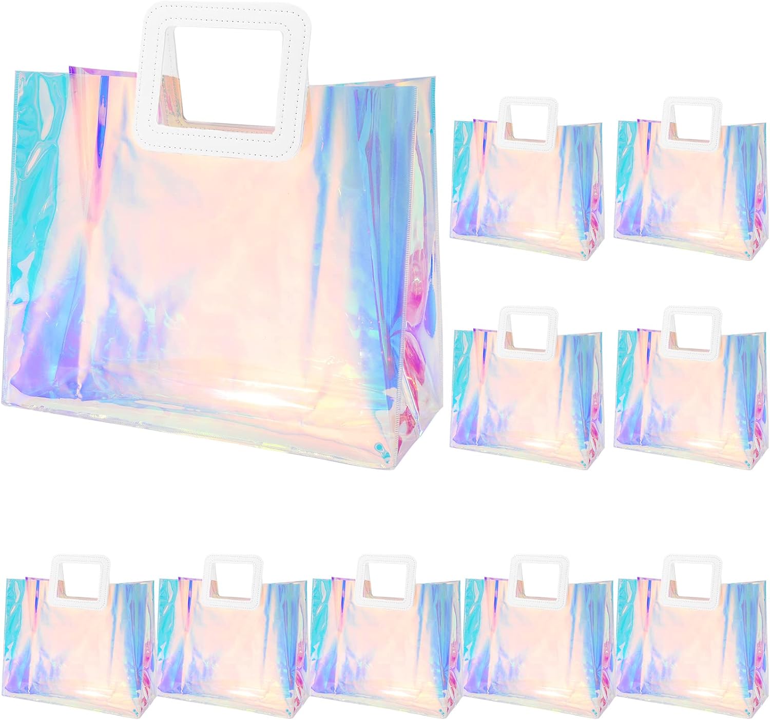 Amazon.com: Whaline 10Pcs Holographic PVC Gift Bags 12.8 x 11.6 x 5.7 ...
