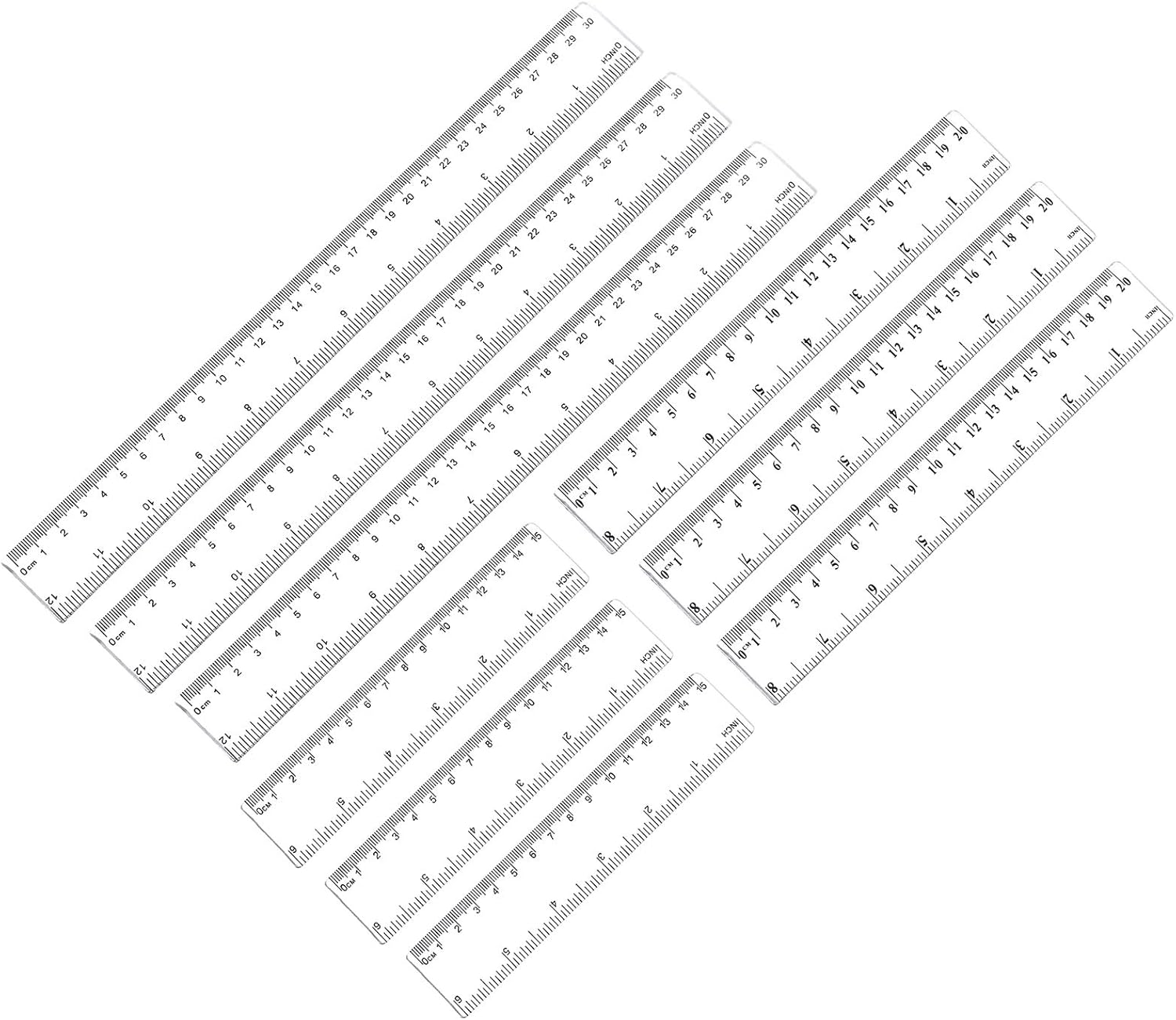 JUHONNZ Plastic Ruler Set,9 PCS Clear Rulers Straight Rulers ...