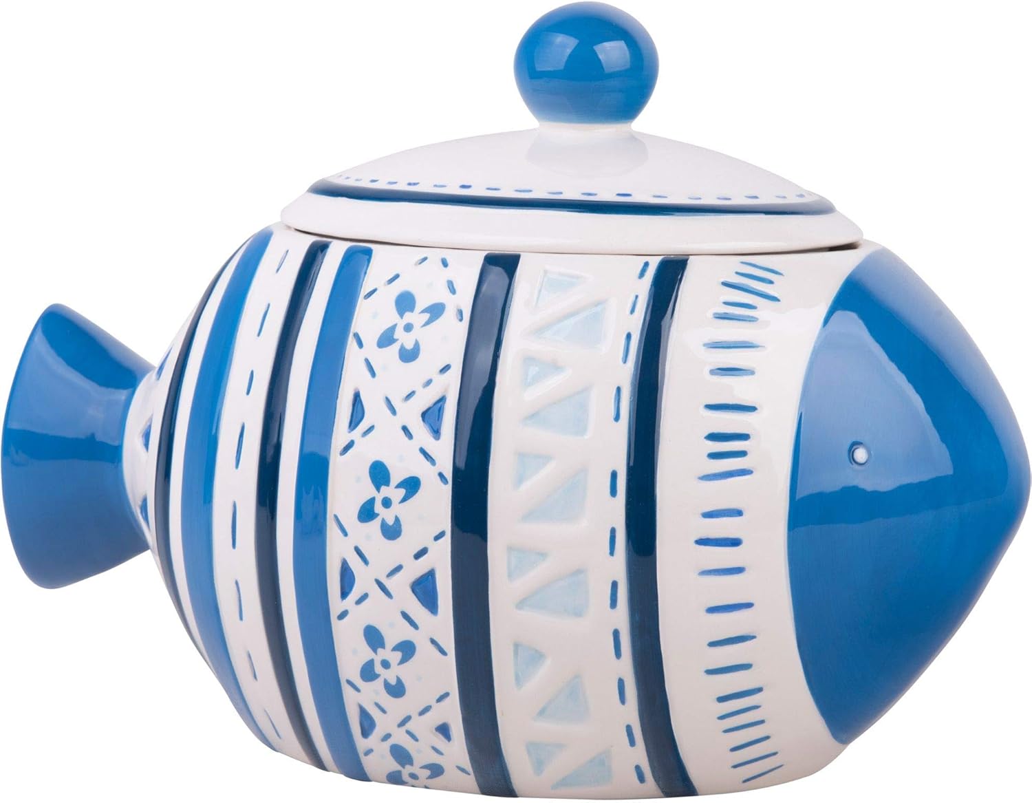 Amazon.com: Home Essentials Global Tides Fish Cookie Jar, 89 oz: Home ...