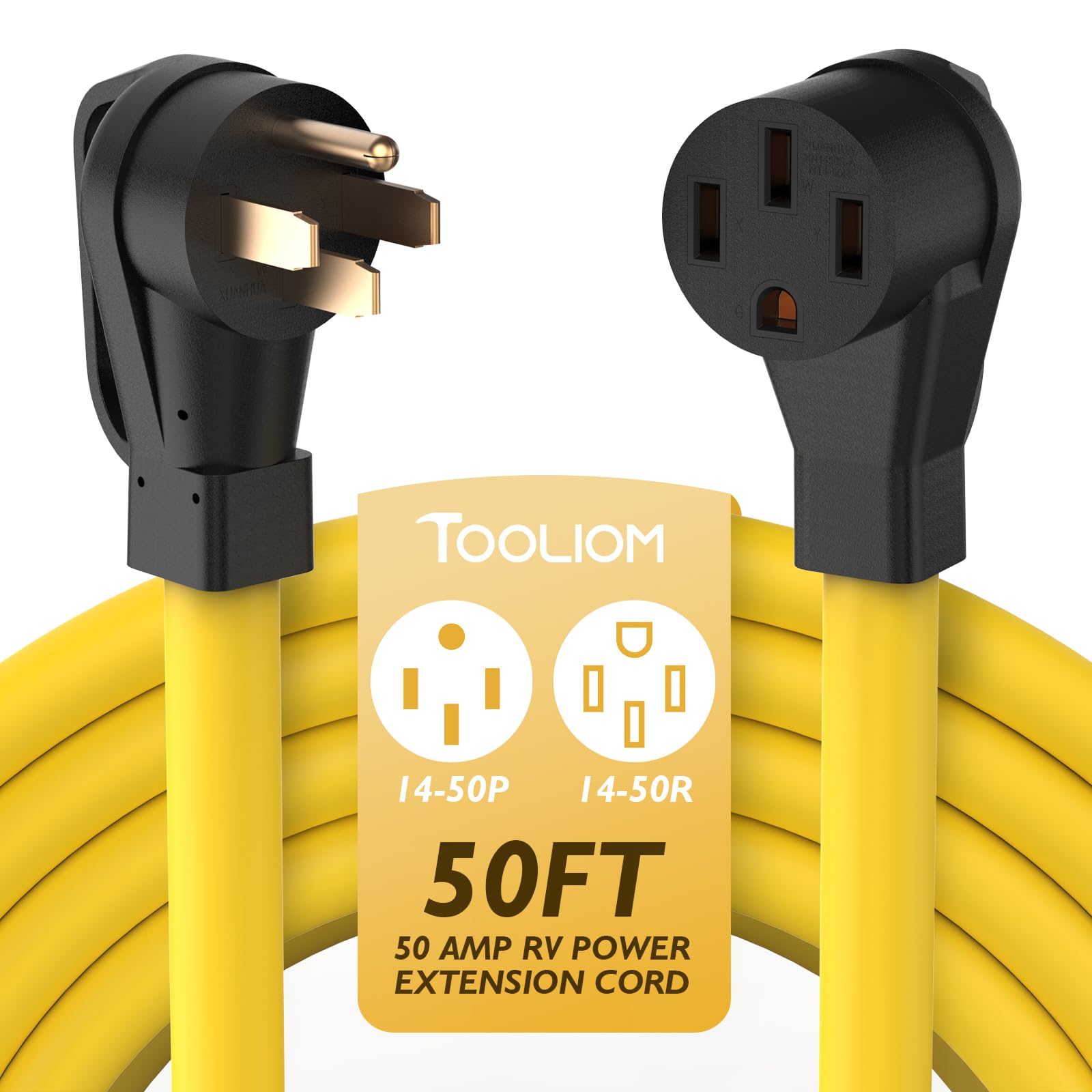 Amazon.com: TOOLIOM 50 Amp RV/EV Extension Cord 50 FT, NEMA 14-50 RV ...