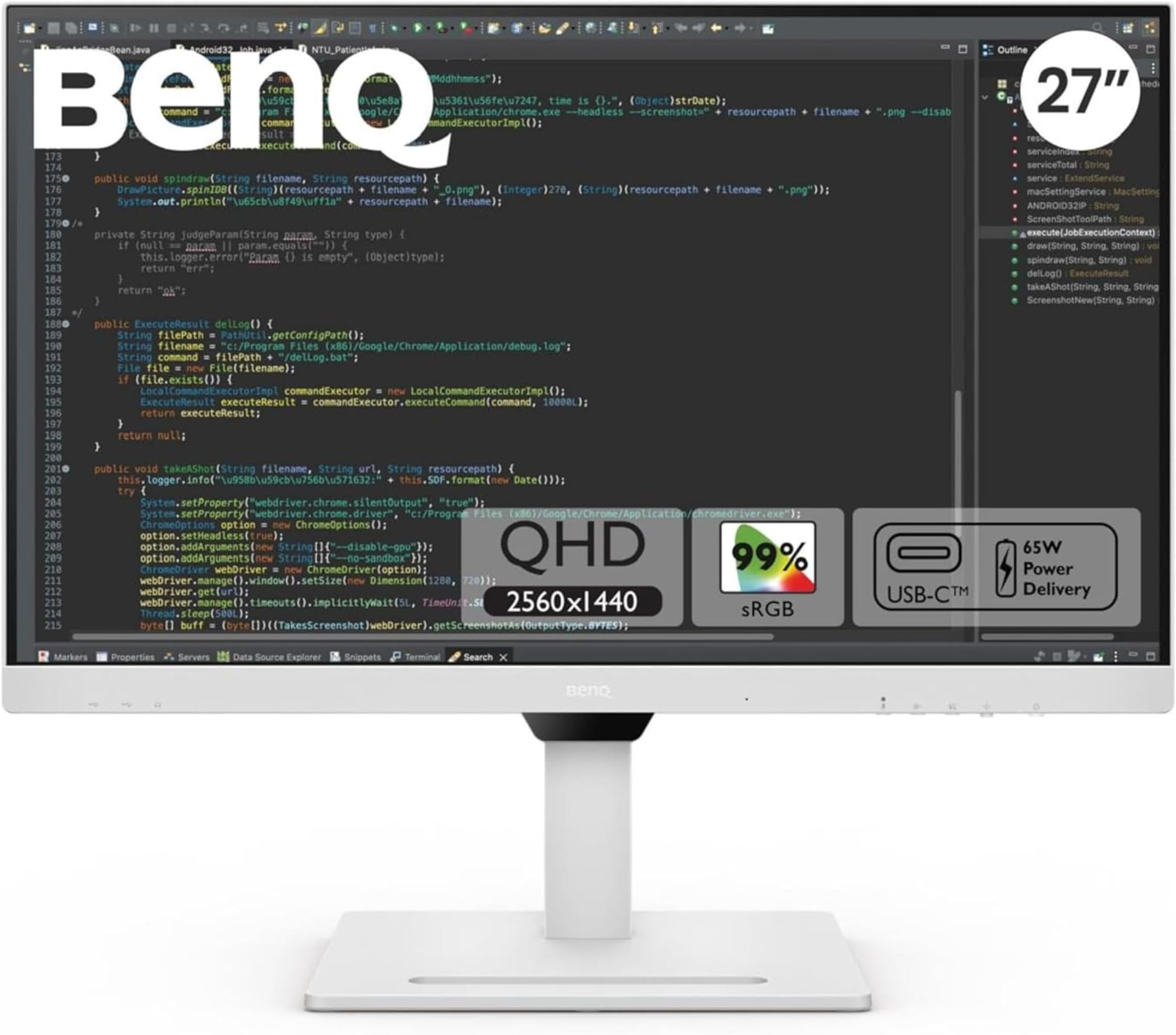 BenQ GW2790QT 27" IPS 2k QHD Monitor| USB-C (65W PD)| Coding Mode| 99 ...