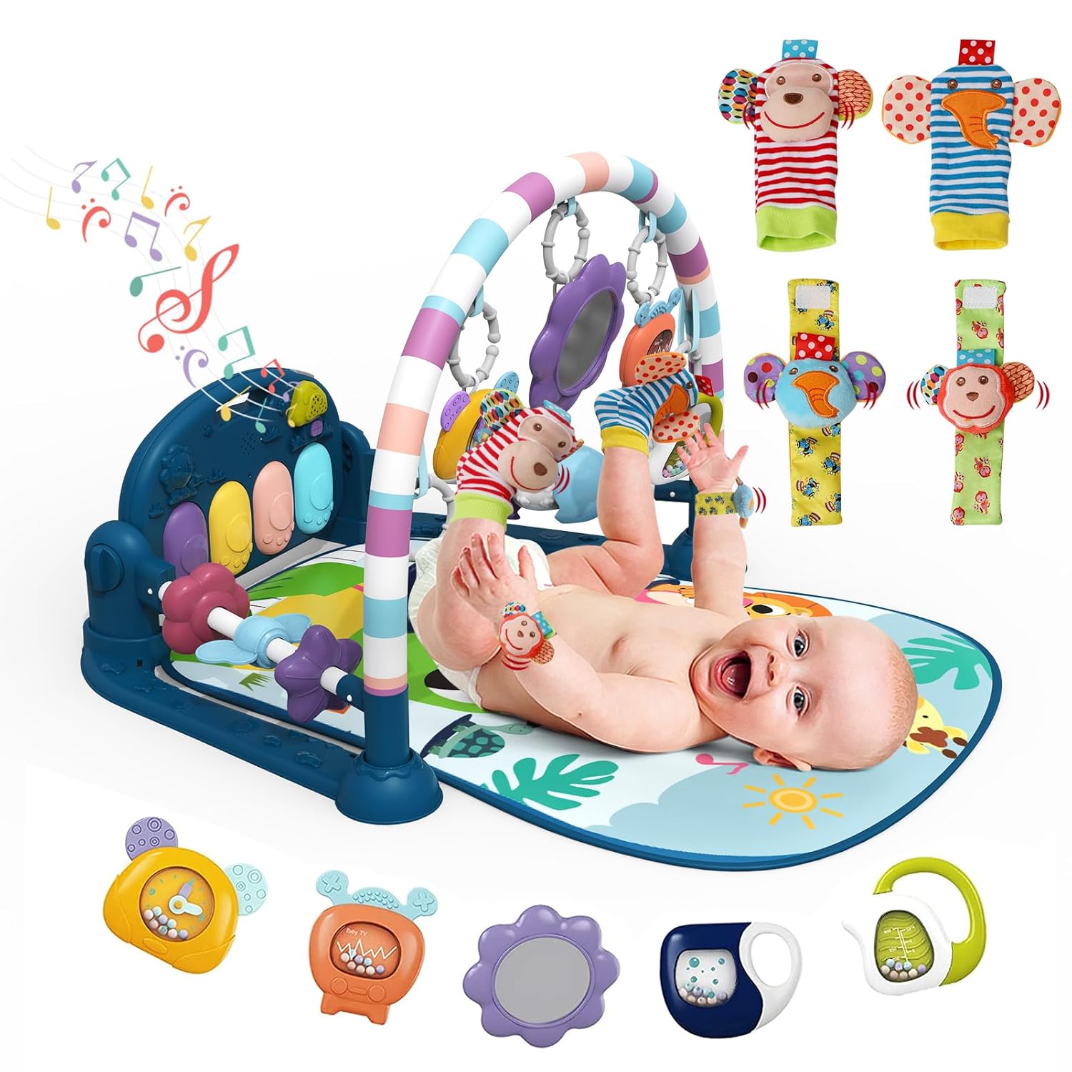 Amazon.com : dearlomum Baby Play Mat Gym,Funny Play Piano Tummy Time ...