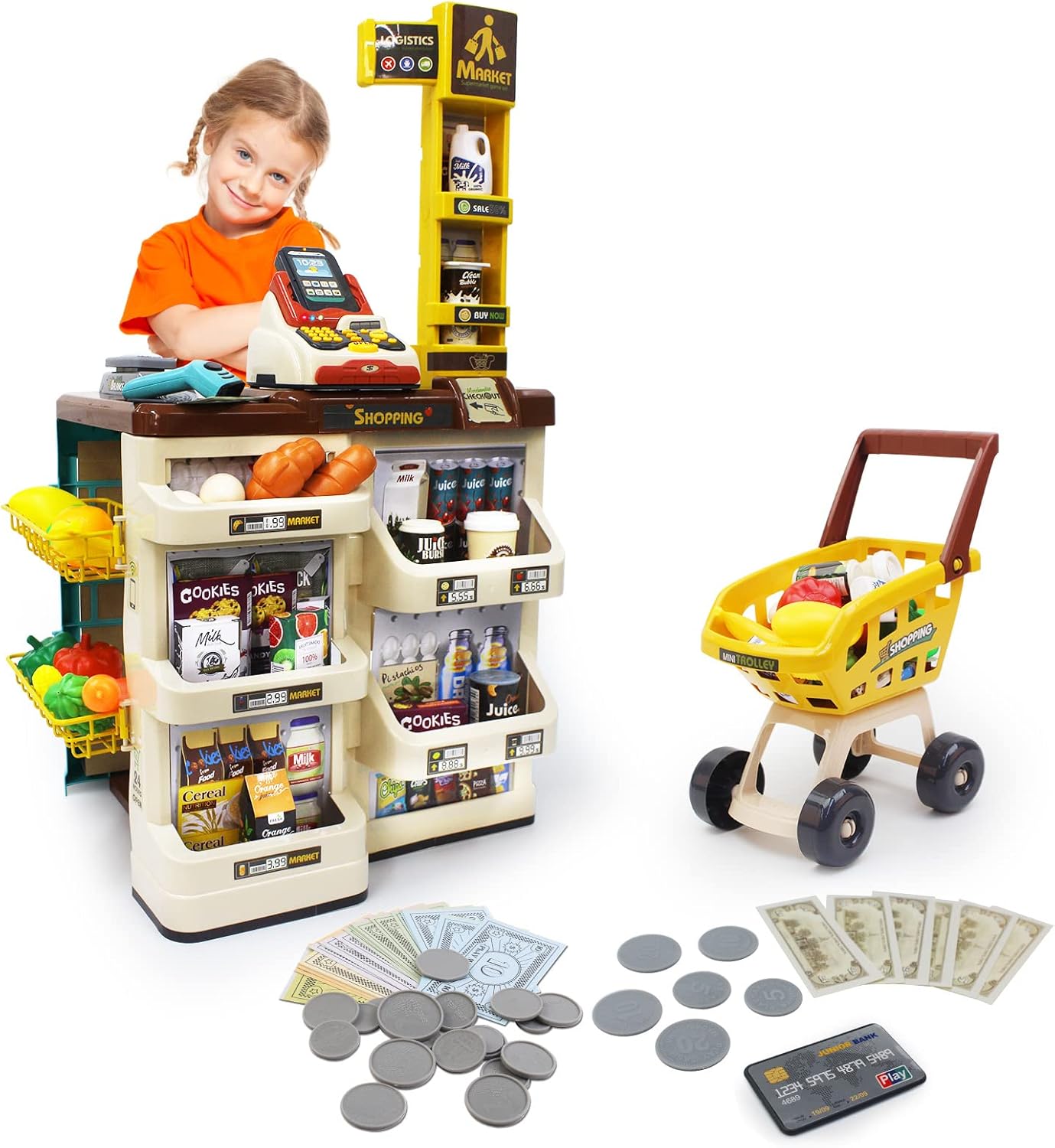 Amazon.com: deAO Kids Supermarket Set Role Play Superstore Shop Toys ...