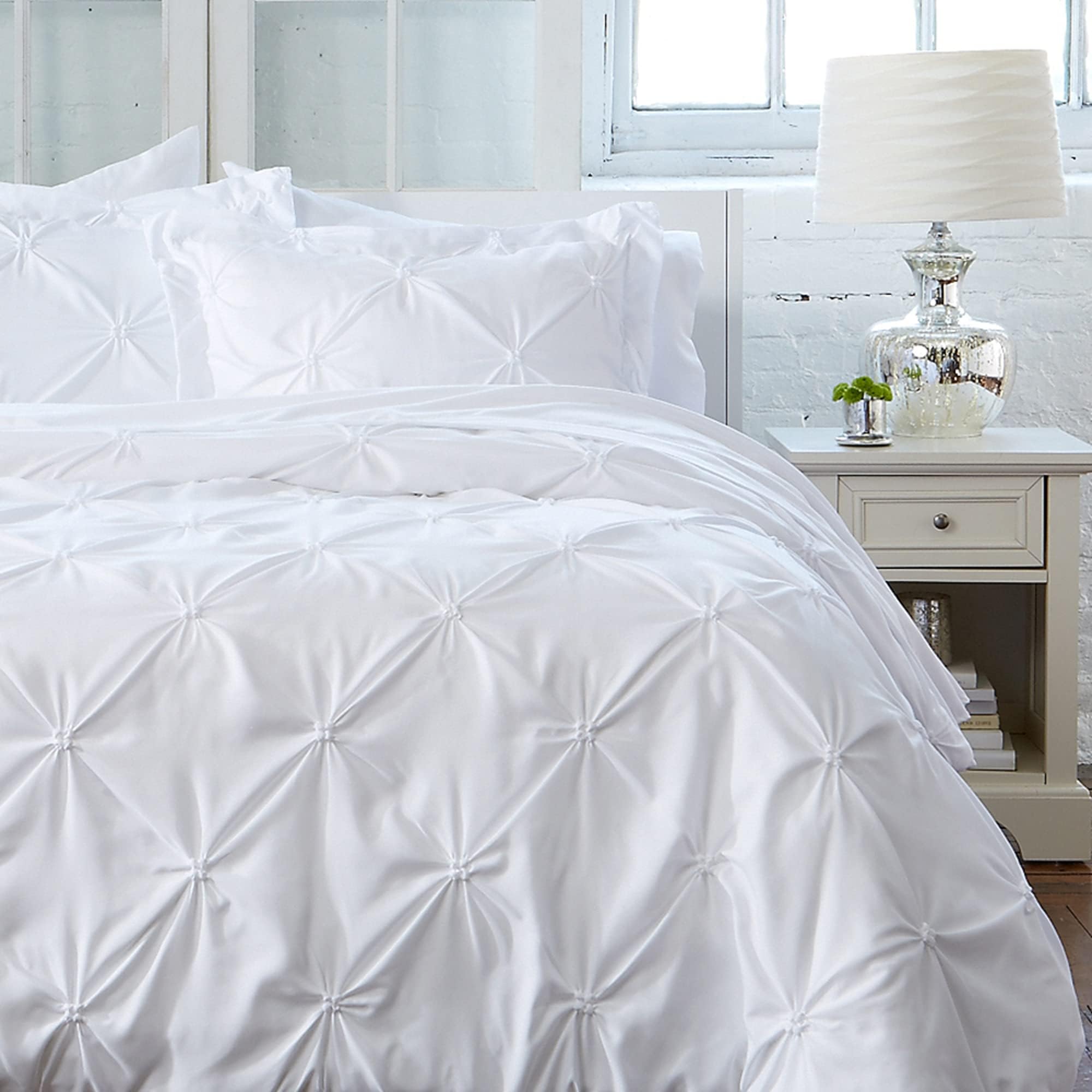 Amazon.com: Signature Pinch Pleated Pintuck Duvet Cover 3 Piece Set ...