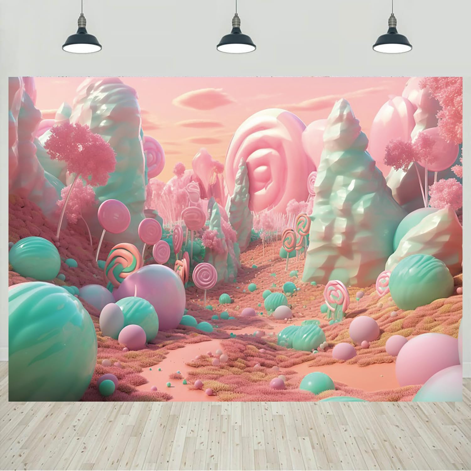 Amazon.com : 7x5ft Candyland Backdrop Fantasy Green Pink Sweet Candy ...