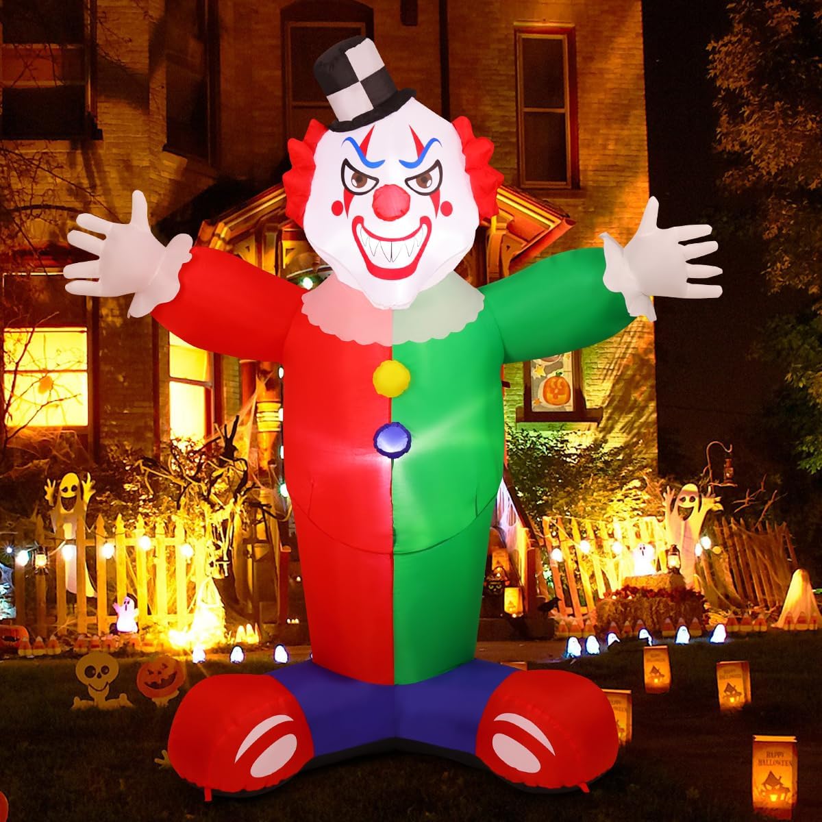 Amazon.com: GOOSH 7.2 FT Halloween Inflatables Clown Outdoor Blow Up ...