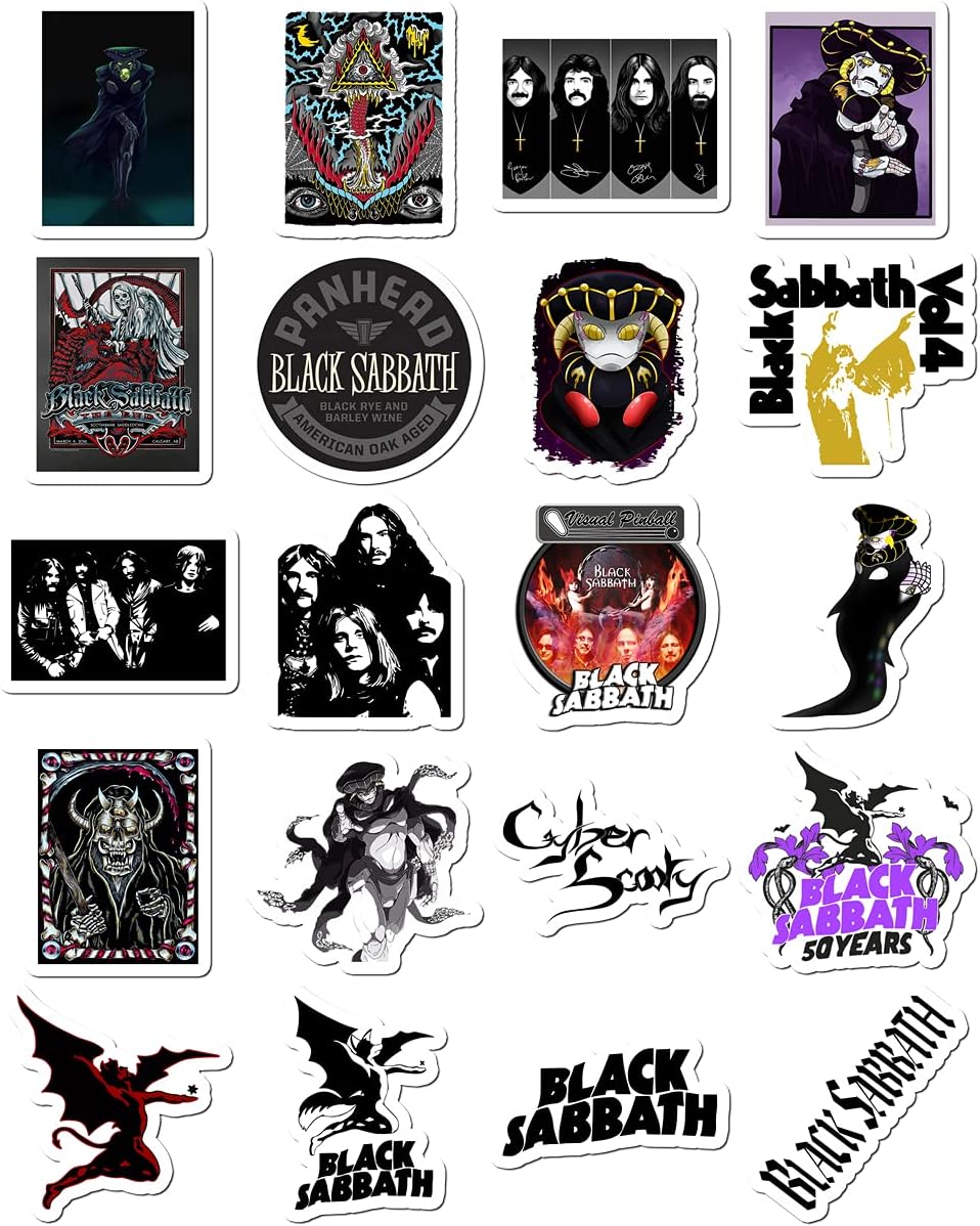 Amazon.com: Stickers Pack 20 Pcs Black Vinyl Sabbath Colorful Aesthetic ...