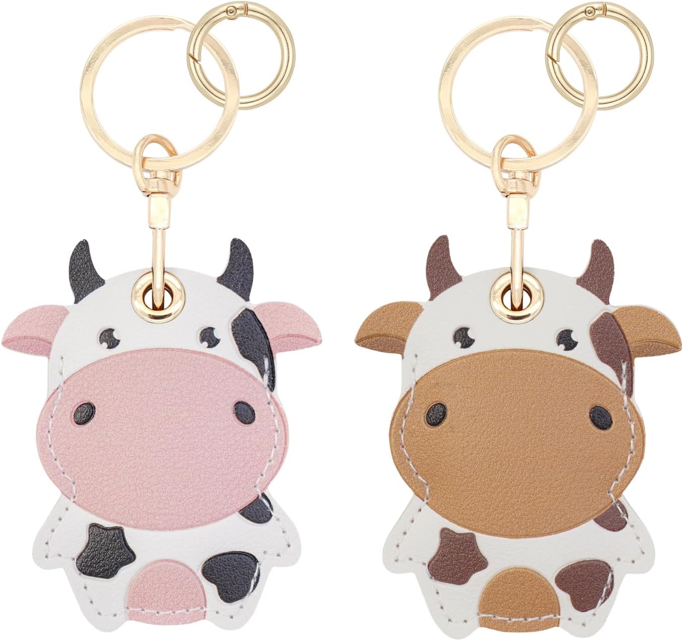 Amazon.com: XEEWEN 2 Pack Keychain Holder for Airtag, Cute Leather Cow ...