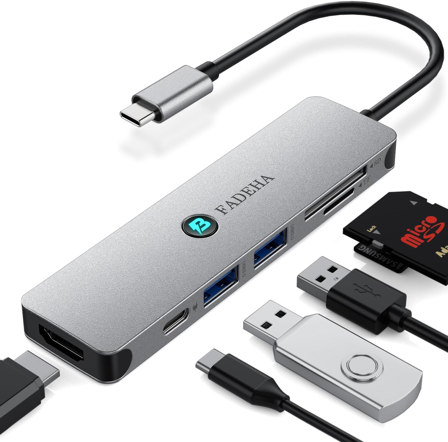 Amazon.com: USB C Hub, 7in1 USBC Hub, 4K HDMI Multiport Adapter, TF/SD ...