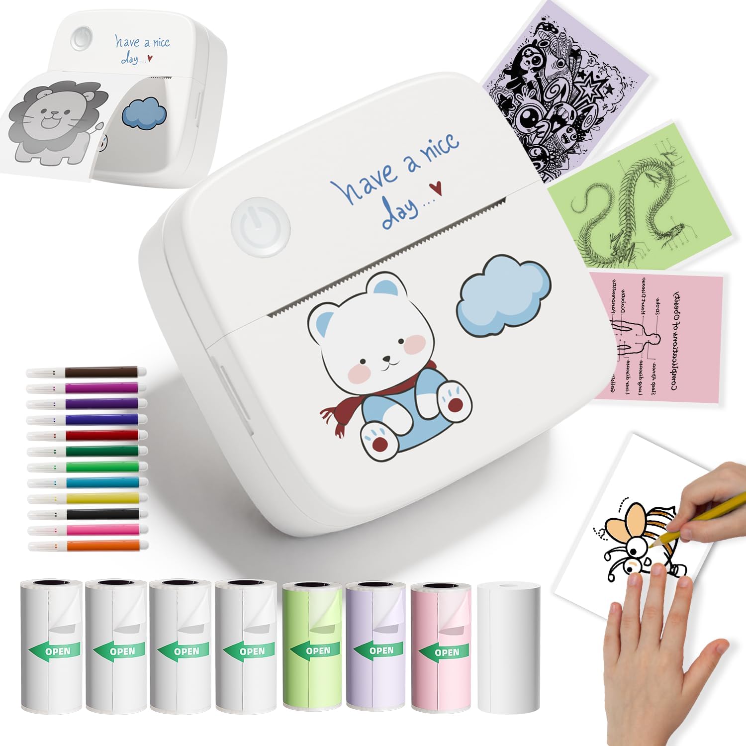 Amazon.com: DOLEWA Mini Sticker Printer, Portable Thermal Inkless ...